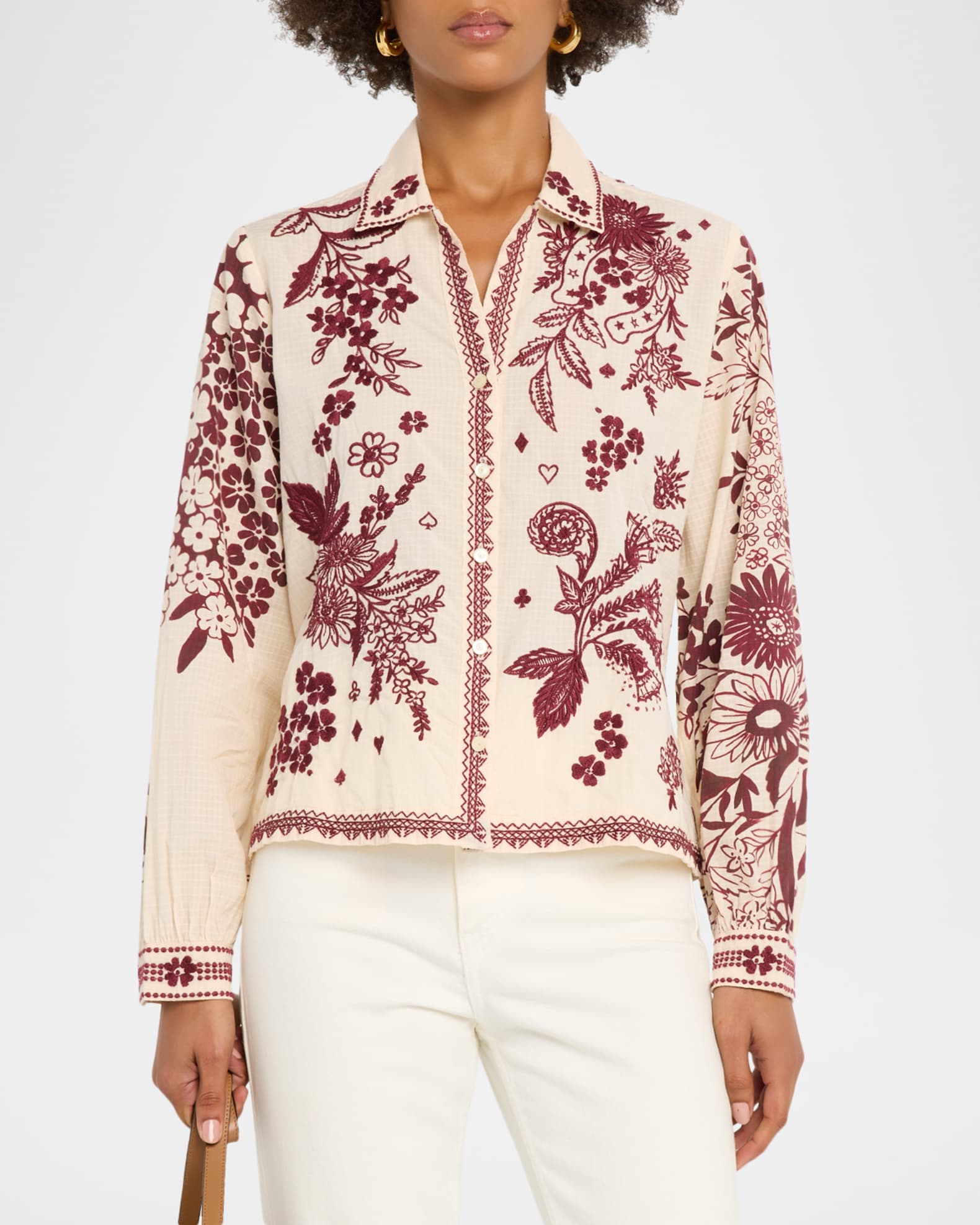 Johnny Was Printed Button-Front Shirt | Neiman Marcus