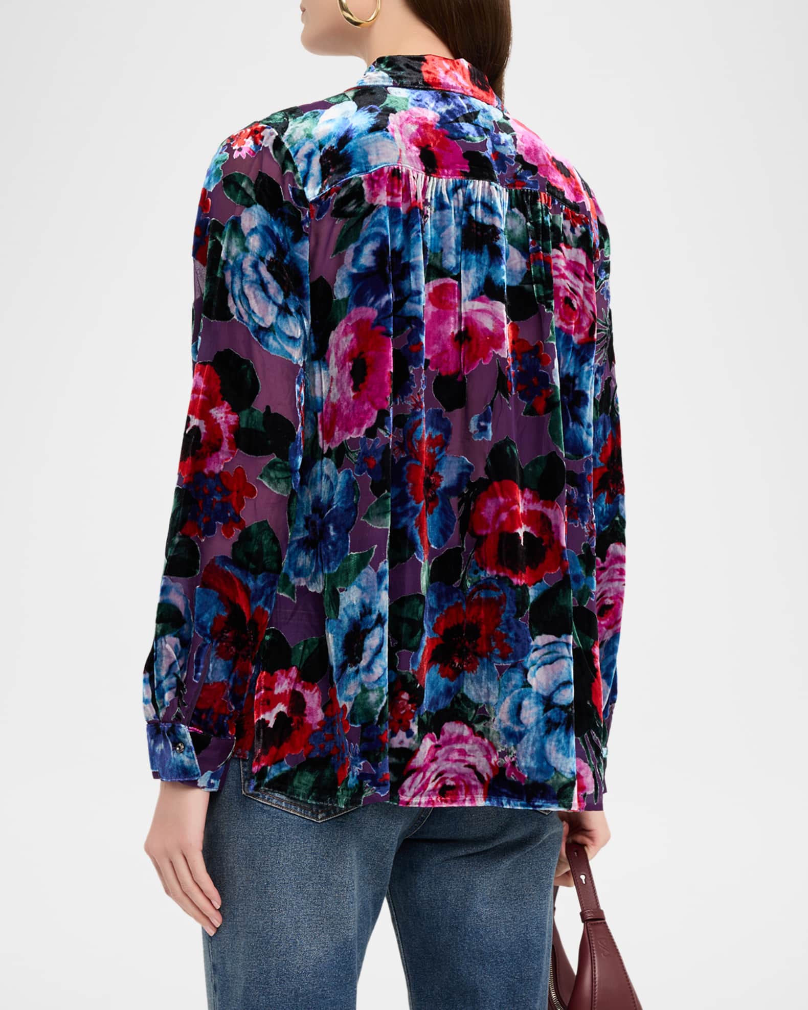 Johnny Was Velma Floral Flocked Button-Down Shirt | Neiman Marcus