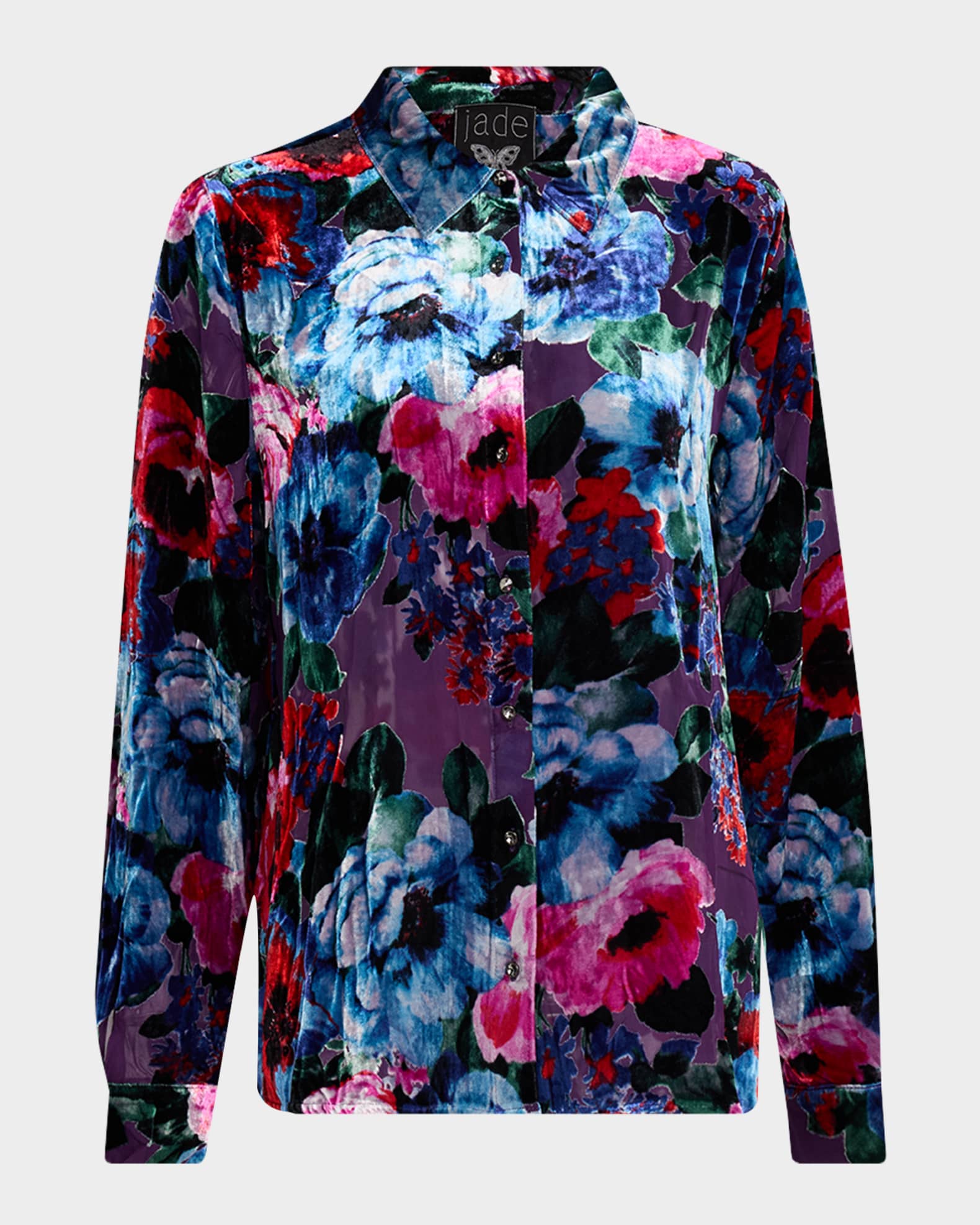 Johnny Was Velma Floral Flocked Button-Down Shirt | Neiman Marcus