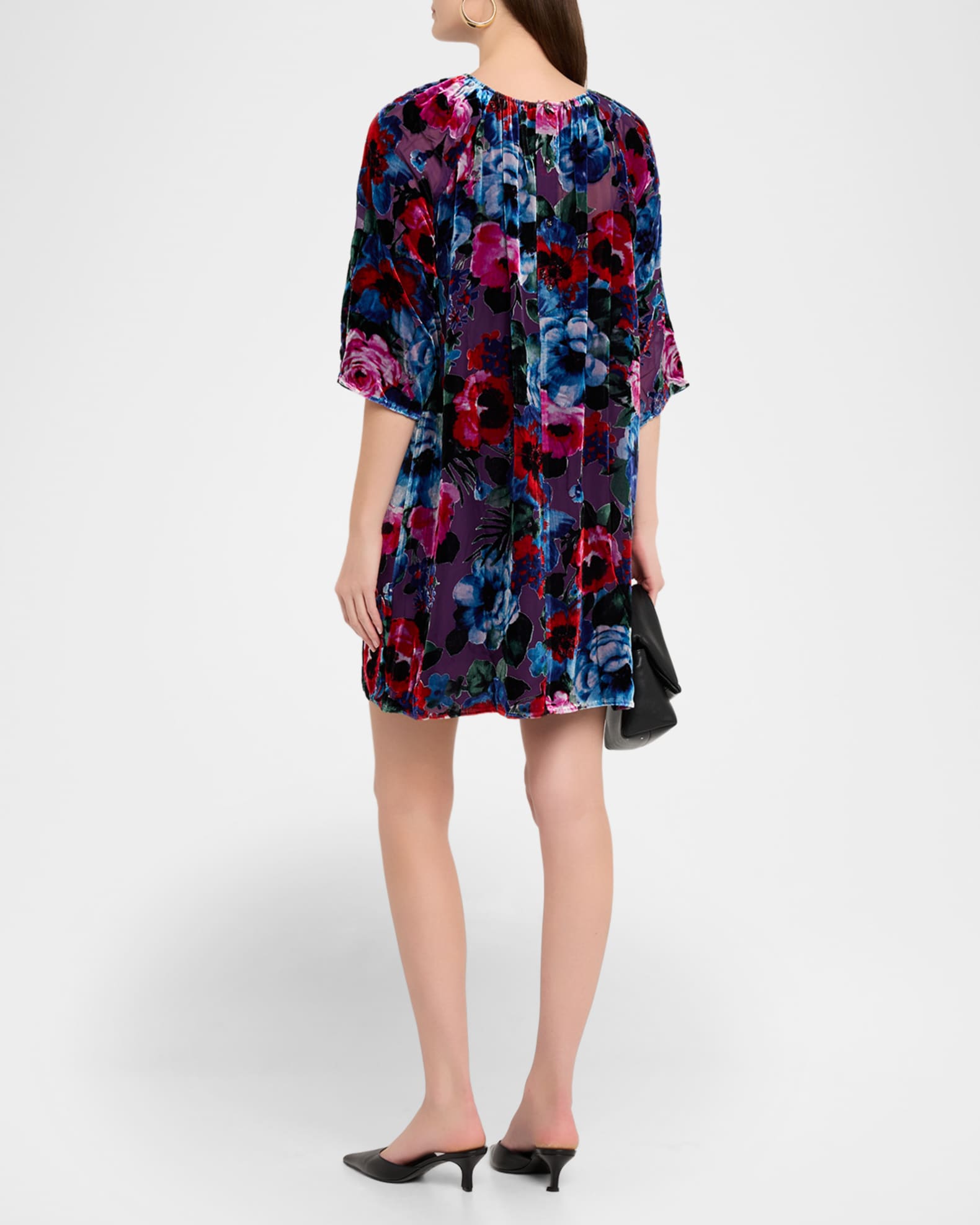 Johnny Was Hollis Flocked Mini Shift Dress | Neiman Marcus