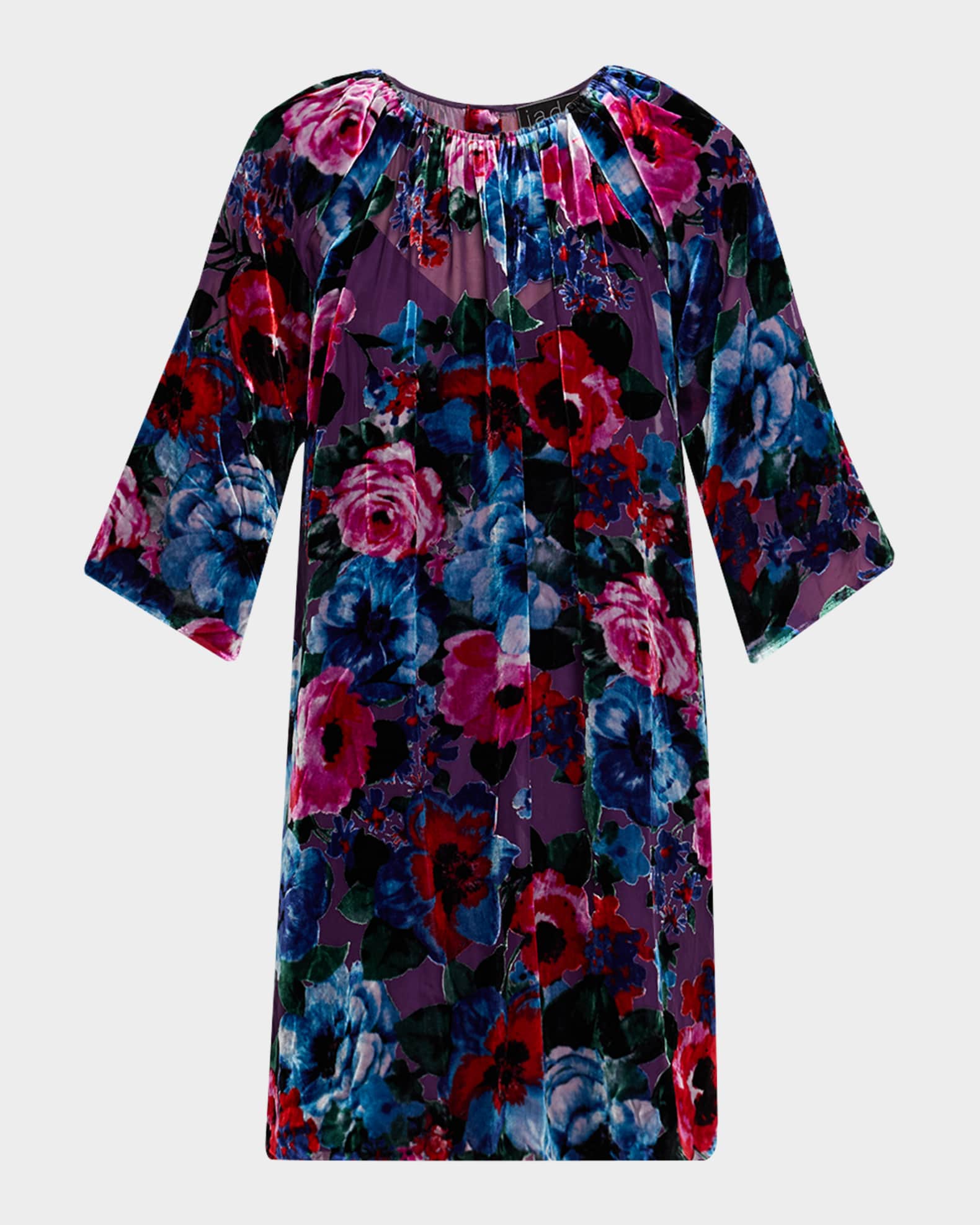 Johnny Was Hollis Flocked Mini Shift Dress | Neiman Marcus