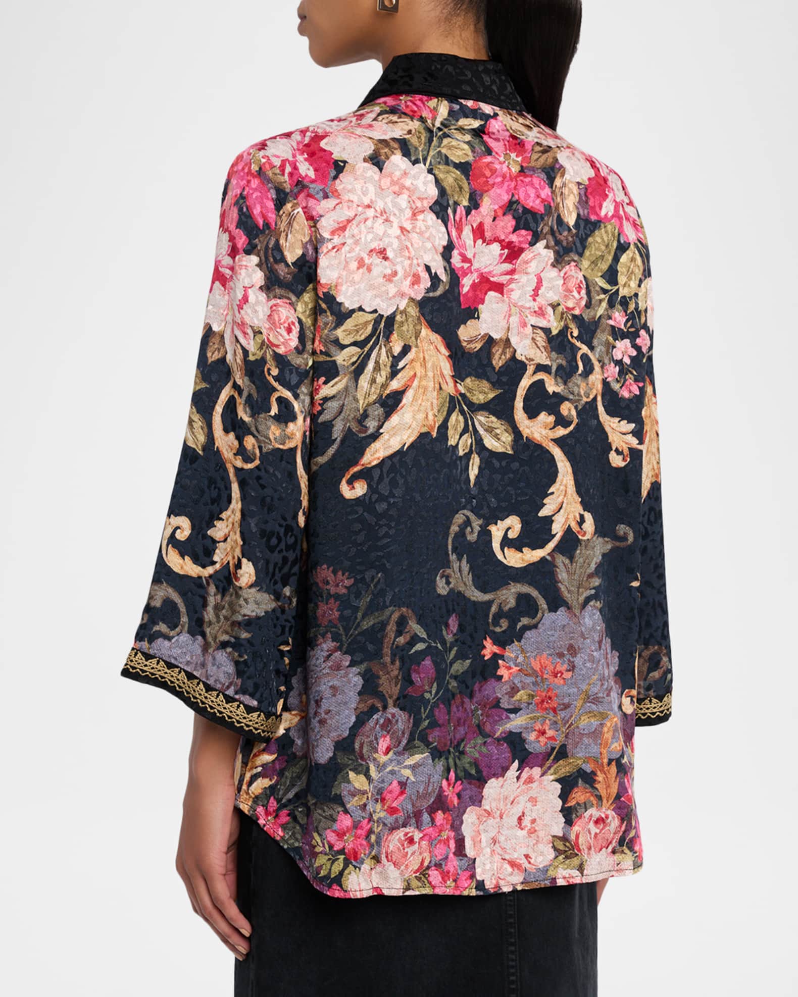 Johnny Was Textured Floral-Print Shirt | Neiman Marcus