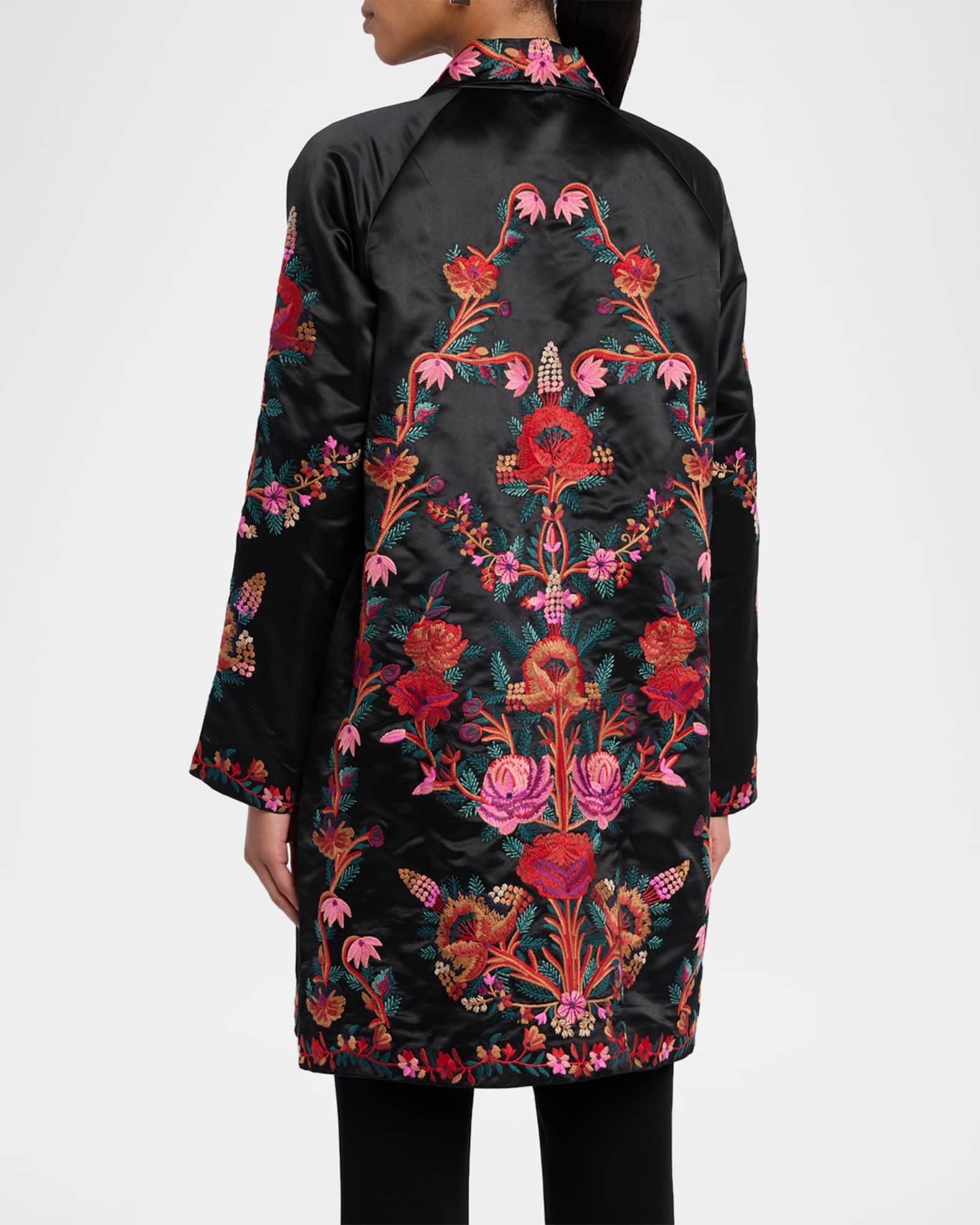 Johnny Was Ajowan Floral-Embroidered Coat | Neiman Marcus