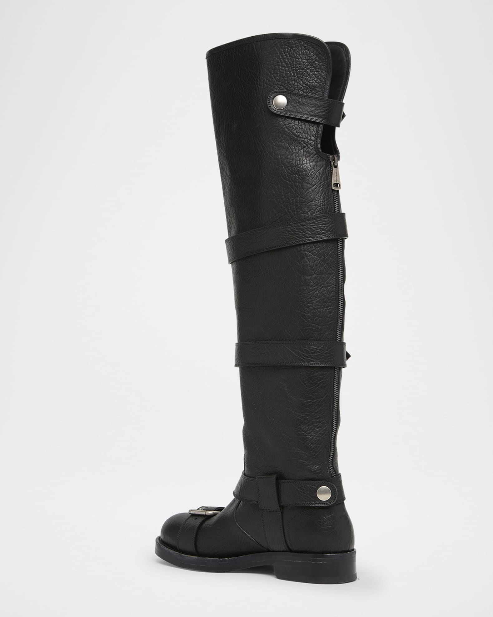 Dolce&Gabbana Leather Buckle Over-The-Knee Boots | Neiman Marcus