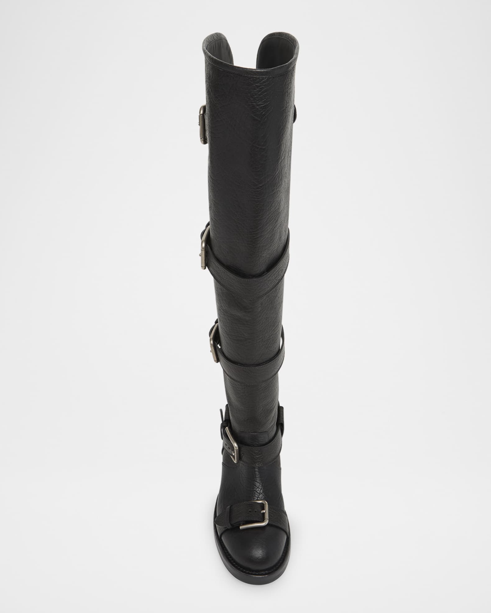 Dolce&Gabbana Leather Buckle Over-The-Knee Boots | Neiman Marcus