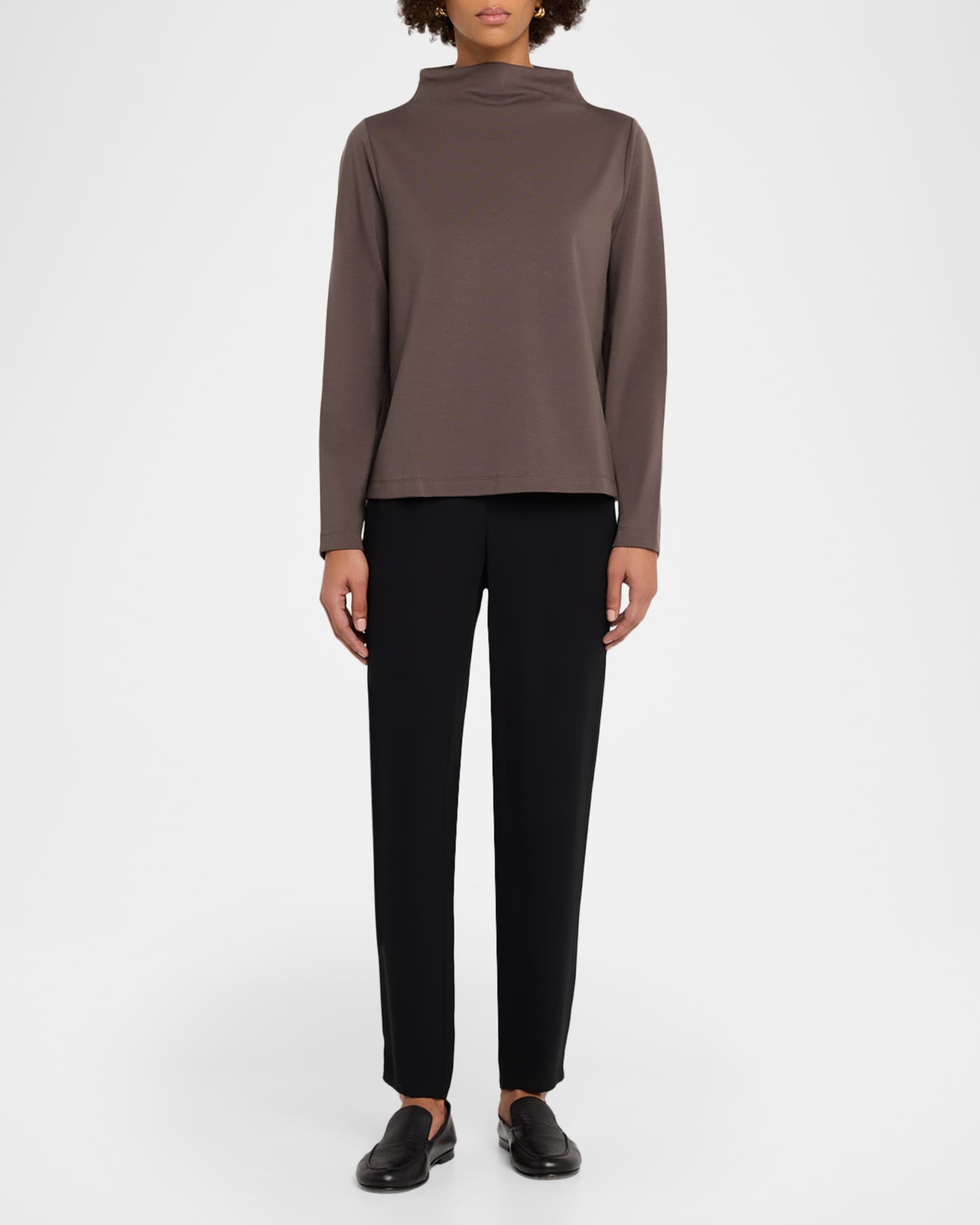 Eileen Fisher Funnel-Neck Lightweight Ponte Top | Neiman Marcus