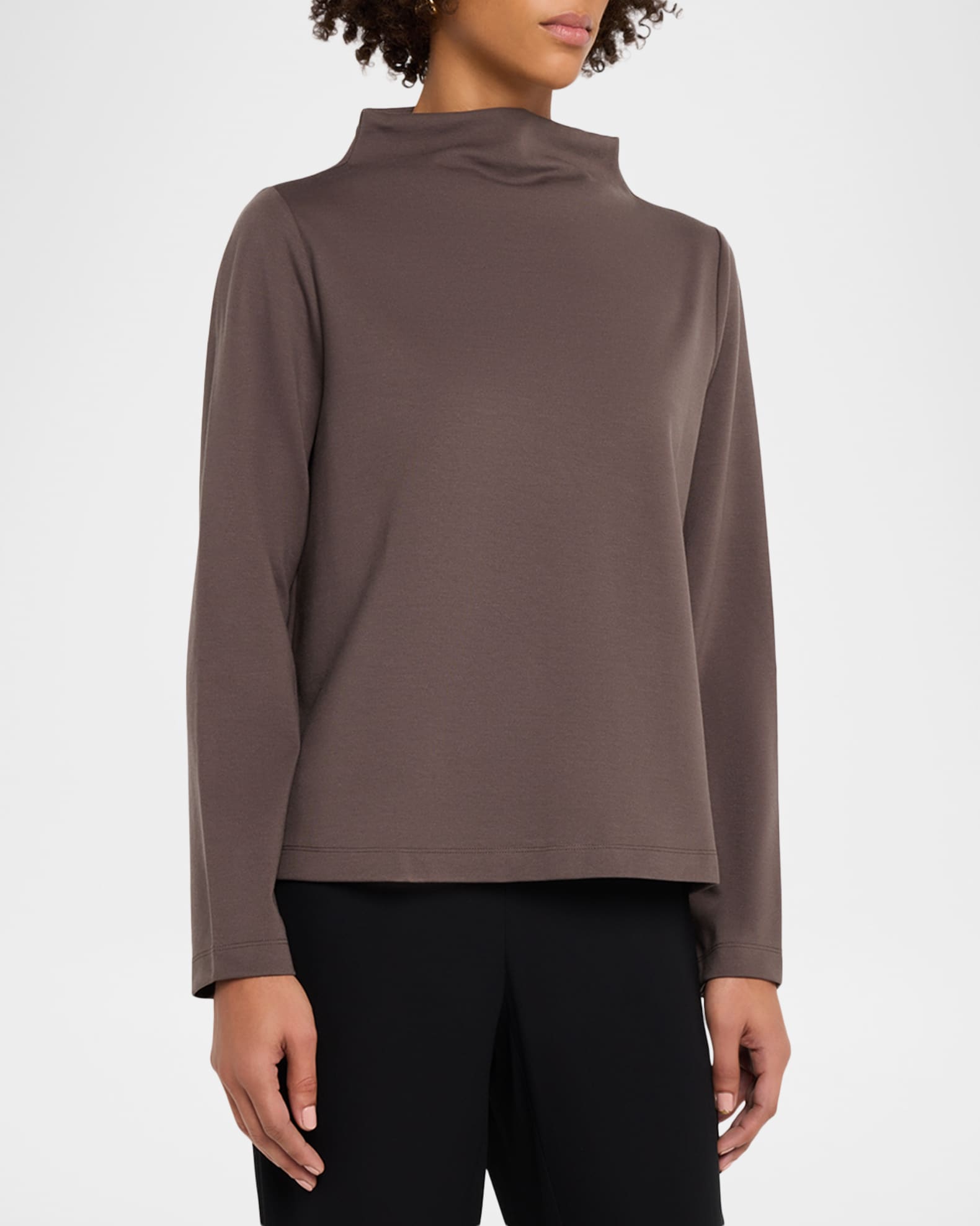 Eileen Fisher Funnel-Neck Lightweight Ponte Top | Neiman Marcus