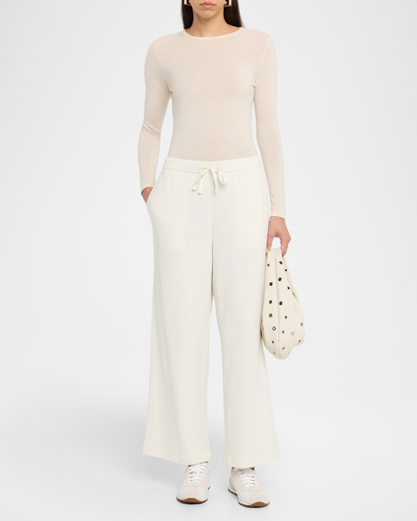 Eileen Fisher Straight-Leg Waffle Double Knit Pants | Neiman Marcus