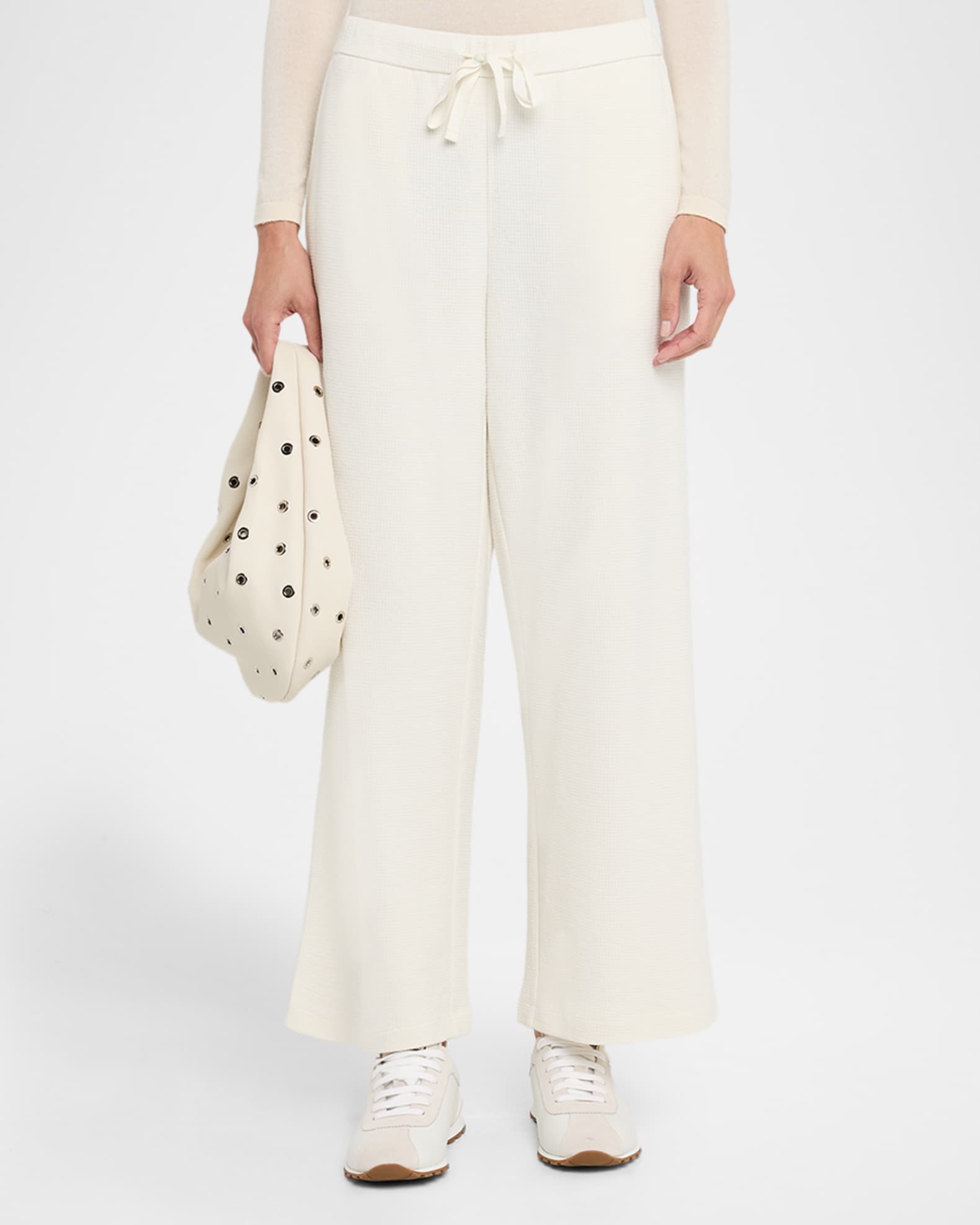 Eileen Fisher Straight-Leg Waffle Double Knit Pants | Neiman Marcus