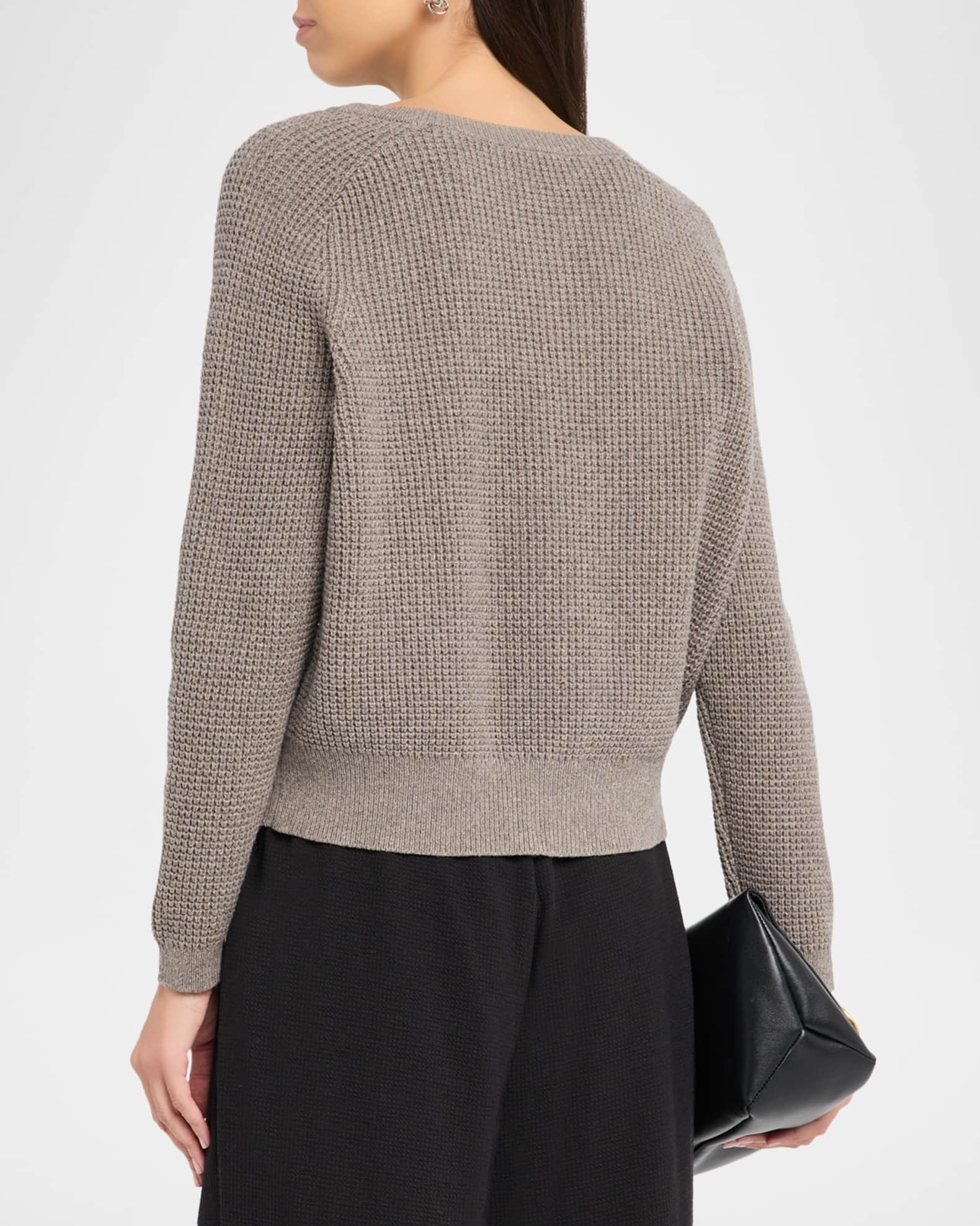 Eileen Fisher Crewneck Cotton-Cashmere Thermal Knit Top | Neiman Marcus