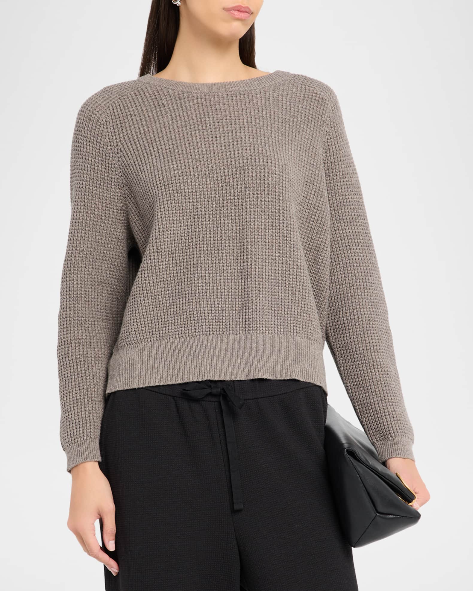 Eileen Fisher Crewneck Cotton-Cashmere Thermal Knit Top | Neiman Marcus