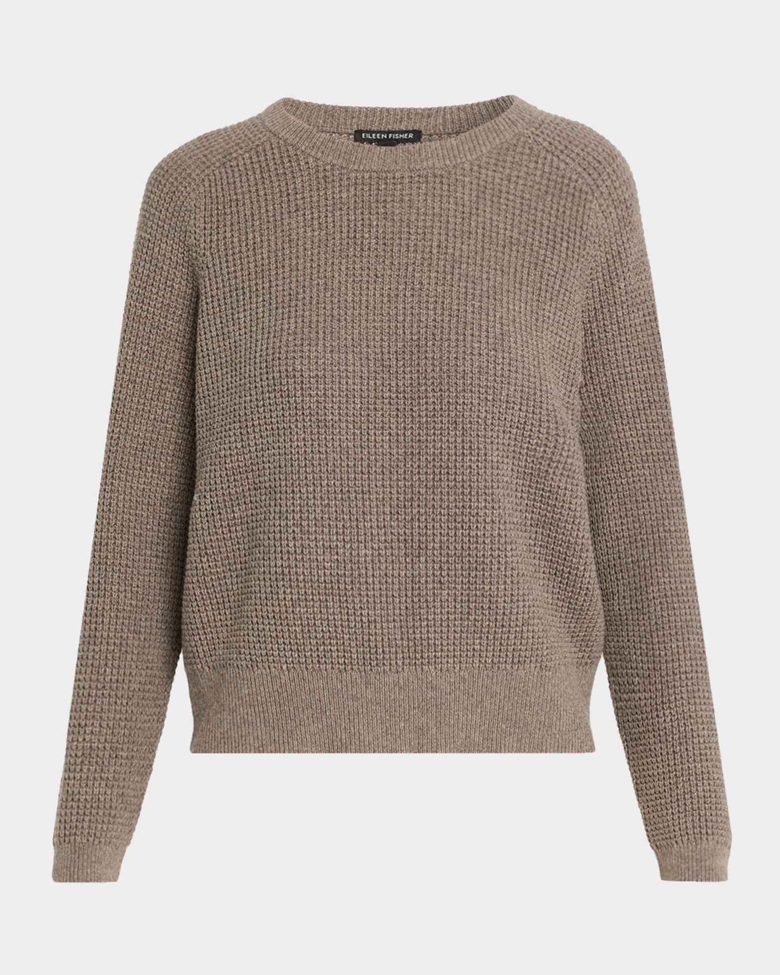 Eileen Fisher Crewneck Cotton-Cashmere Thermal Knit Top | Neiman Marcus