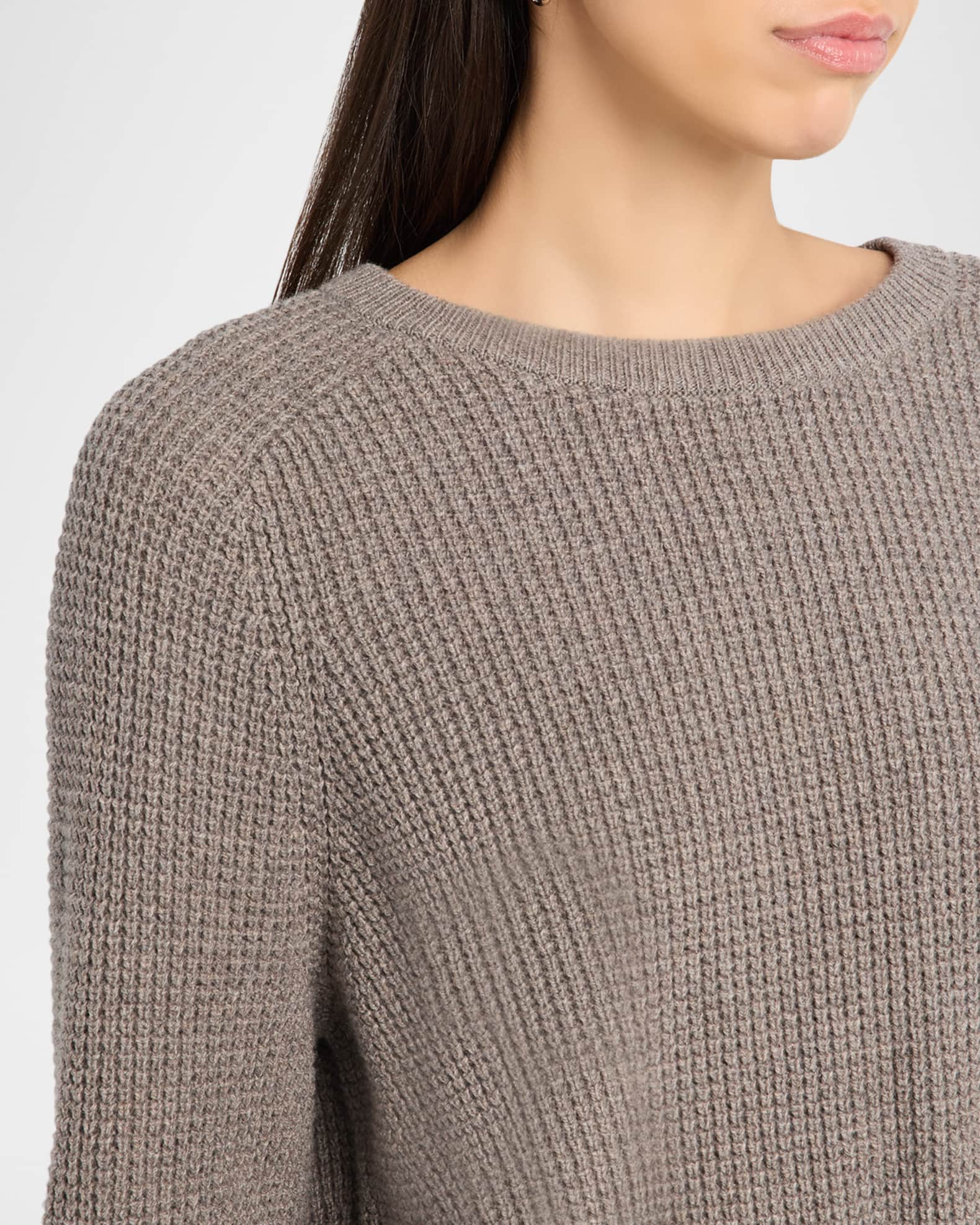 Eileen Fisher Crewneck Cotton-Cashmere Thermal Knit Top | Neiman Marcus