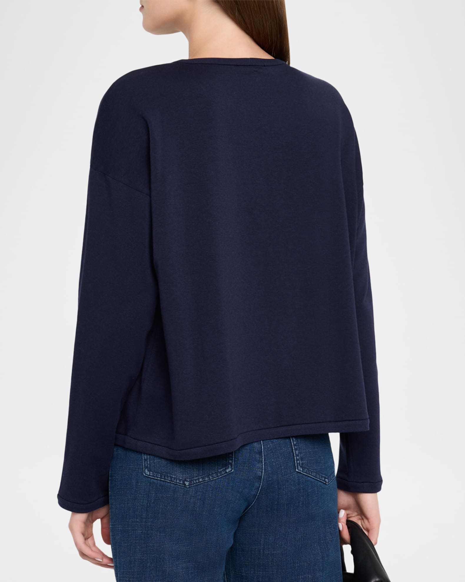 Eileen Fisher Boxy Crewneck Terry Pullover | Neiman Marcus