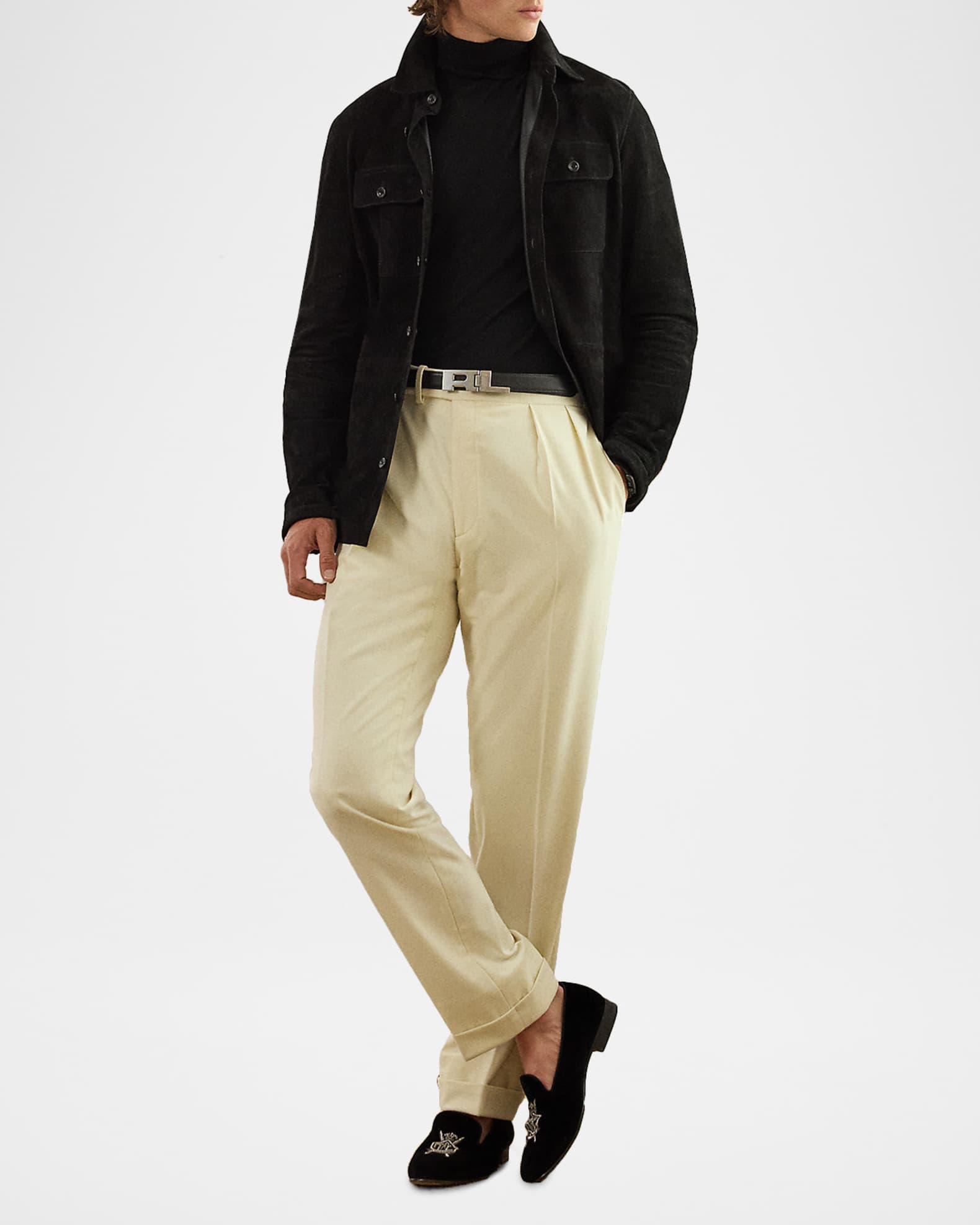 Ralph Lauren Purple Label Men's Barron Suede Flap-Pocket Overshirt ...