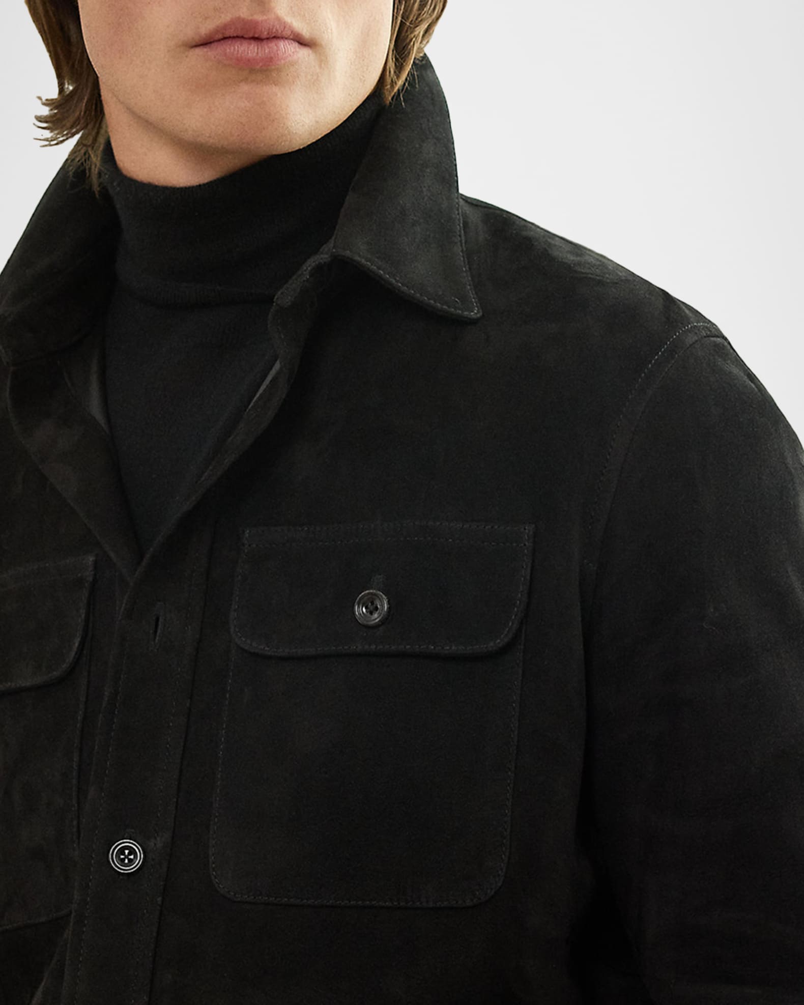 Ralph Lauren Purple Label Men's Barron Suede Flap-Pocket Overshirt ...