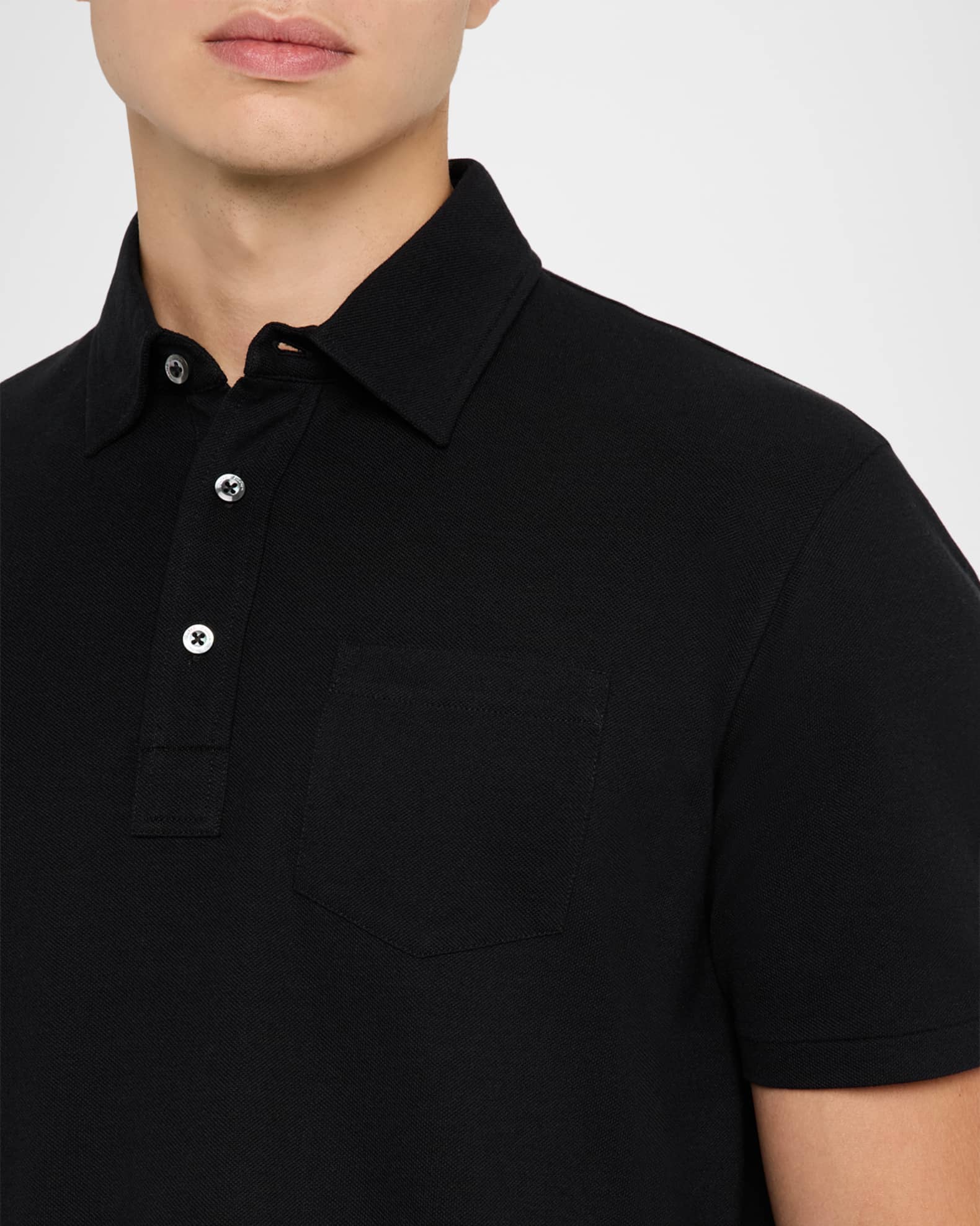 Men's Cotton and Cashmere Pique Pocket Polo Shirt | Neiman Marcus