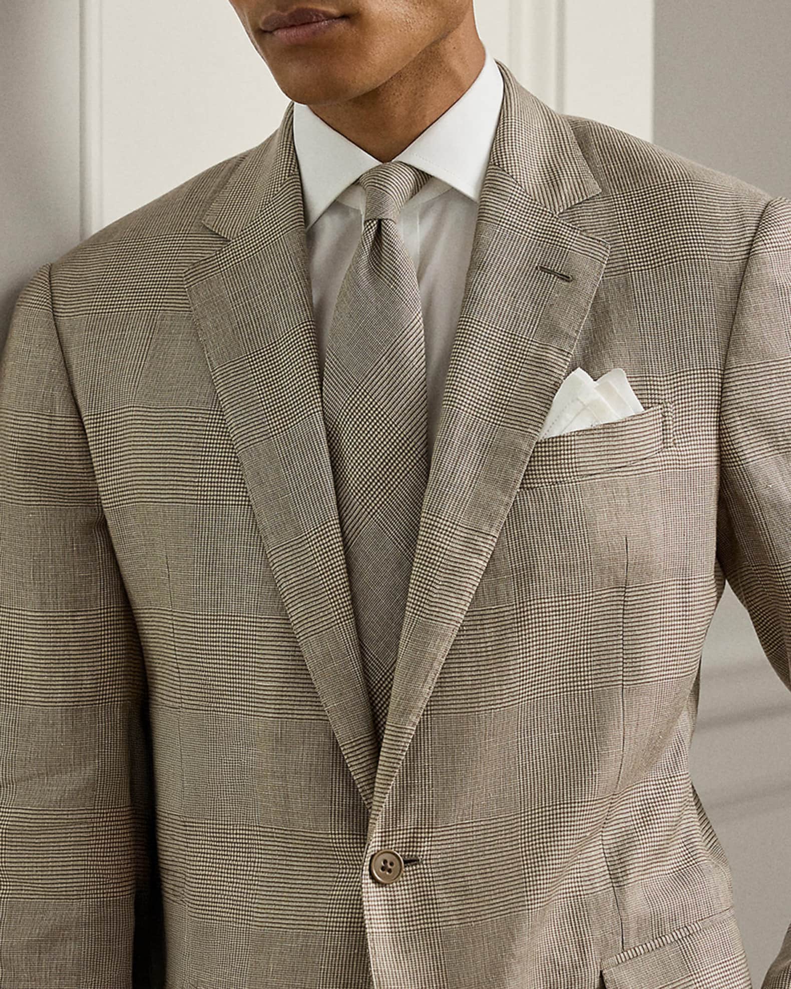 Ralph Lauren Purple Label Men's Kent Glen Plaid Linen and Mulberry Silk ...