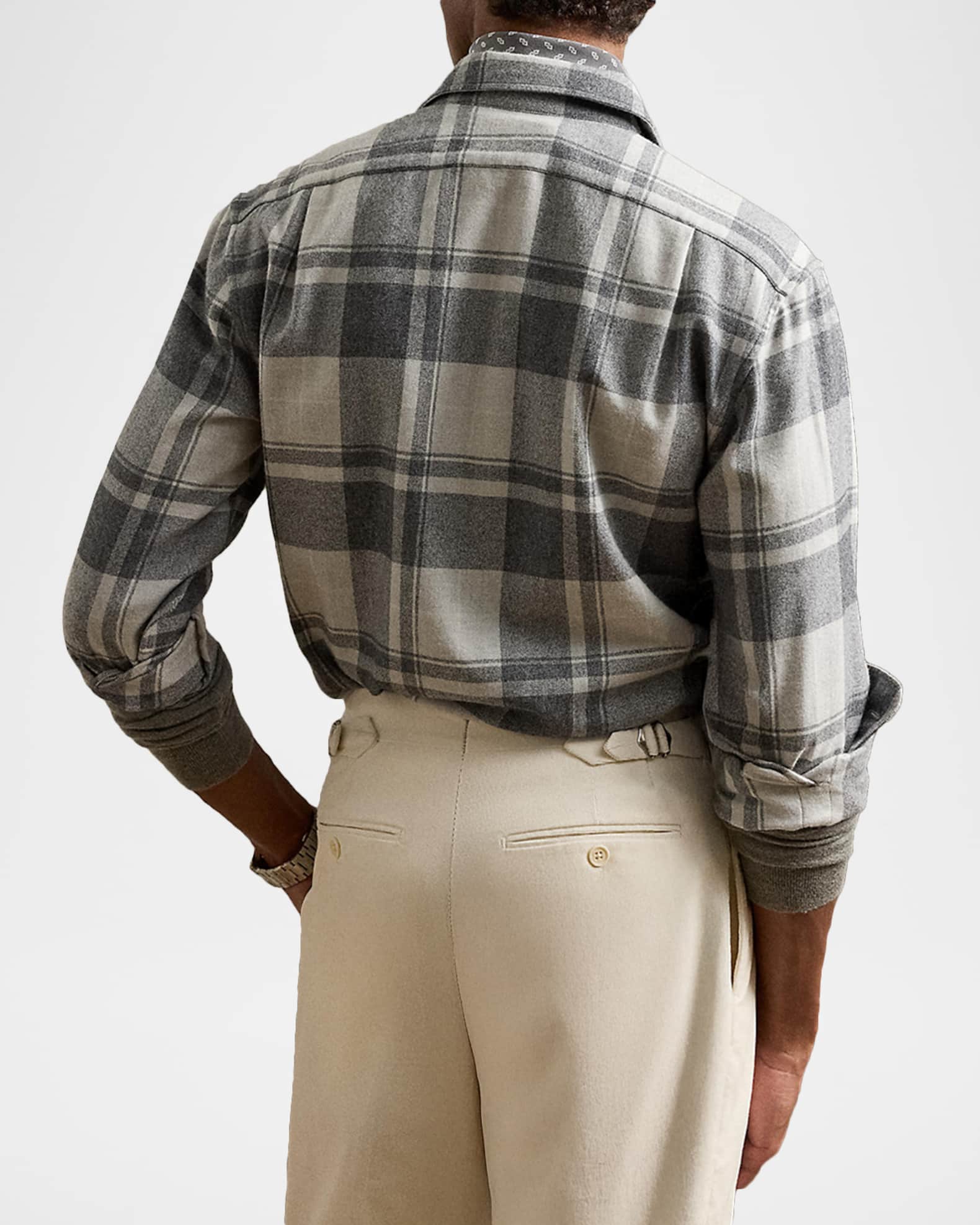 Ralph Lauren Purple Label Men's Cashmere Plaid Utility Button-Down ...