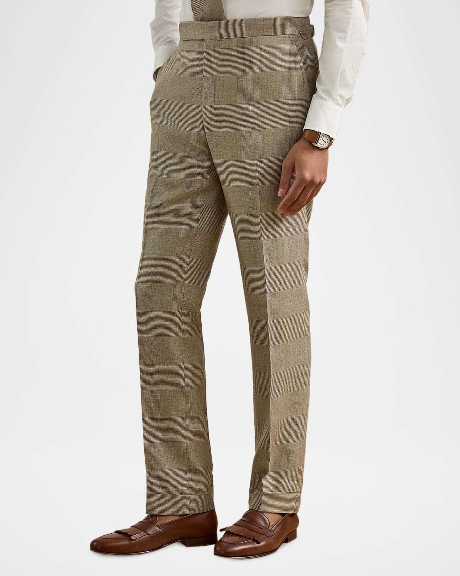 Ralph Lauren Purple Label Men's Glen Plaid Flat-Front Trousers | Neiman ...