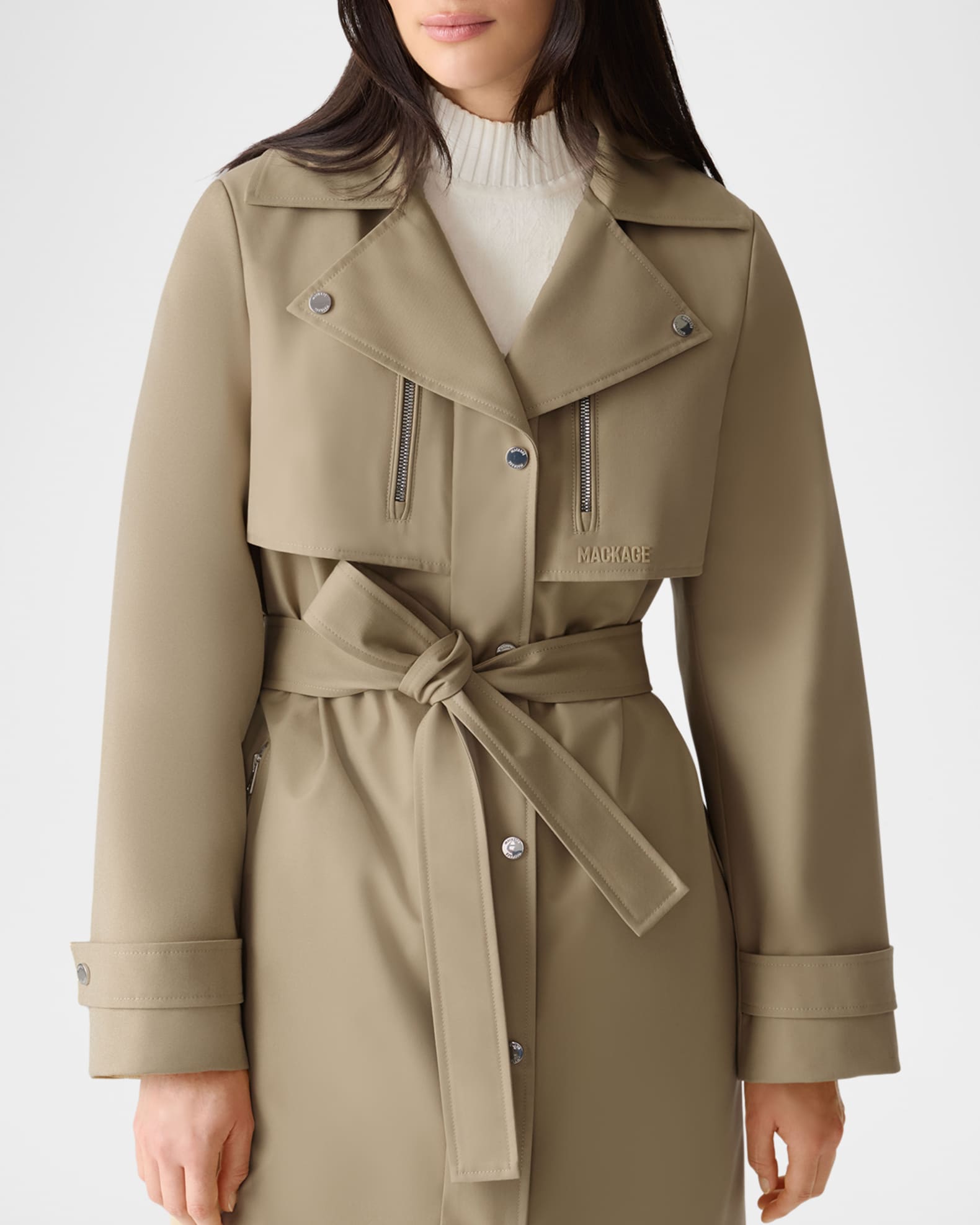 Mackage Siobhan Trench Coat with Removable Down Bib | Neiman Marcus