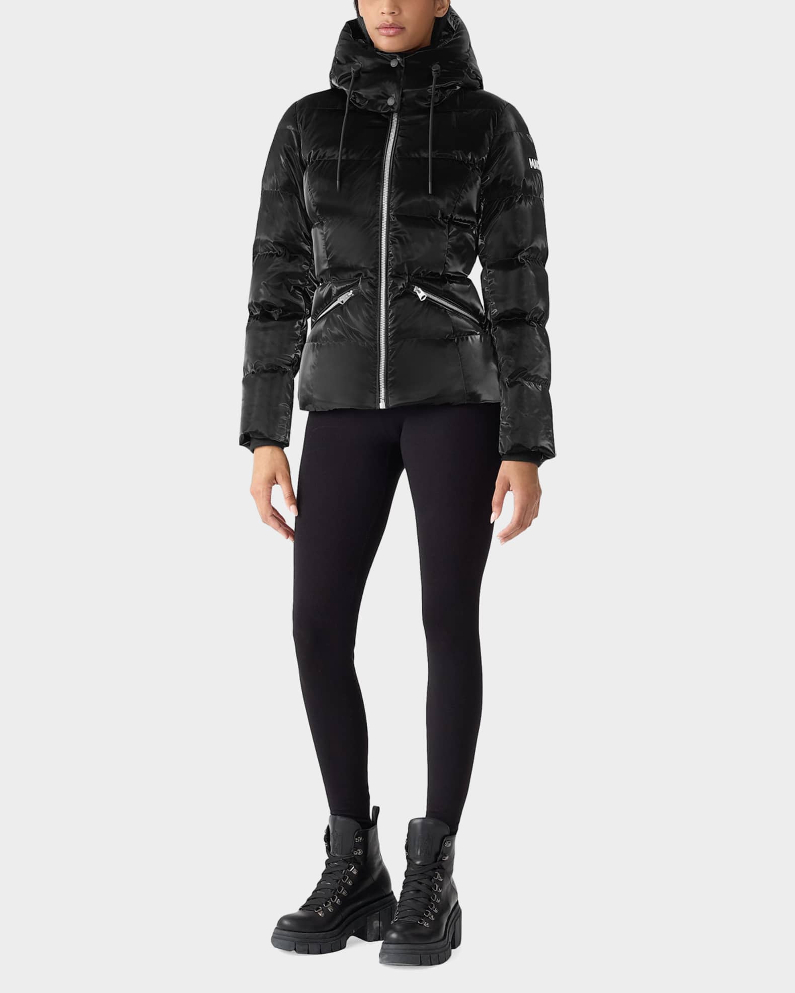 Mackage Madalyn-Glo Glossy Down Jacket with Removable Hood | Neiman Marcus