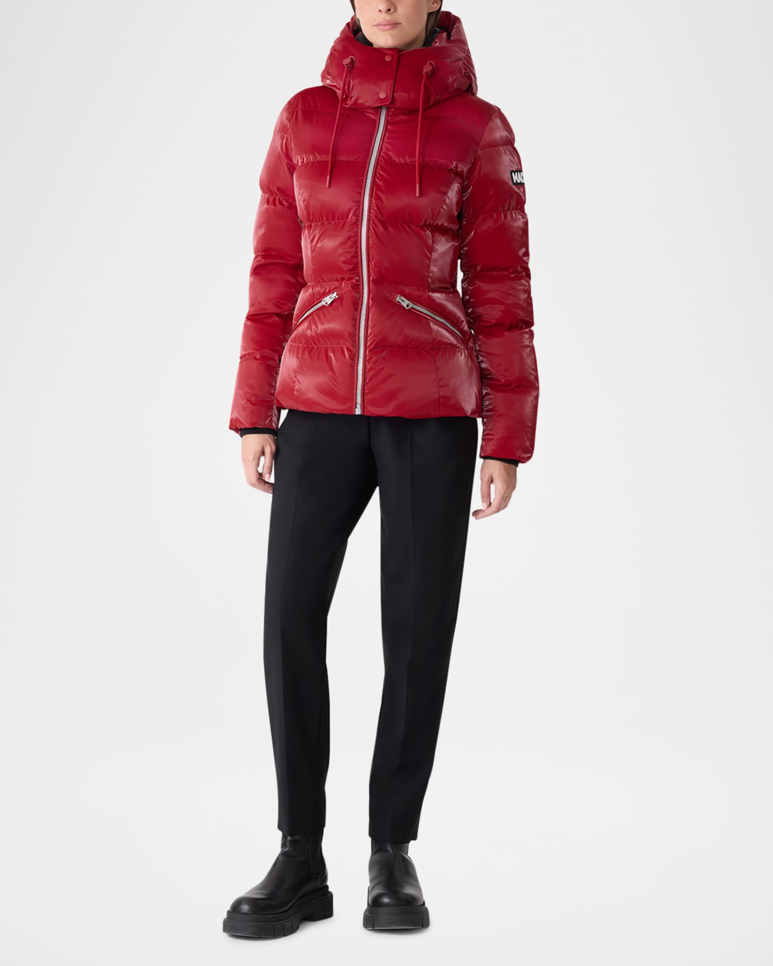 Mackage Madalyn-Glo Glossy Down Jacket with Removable Hood | Neiman Marcus
