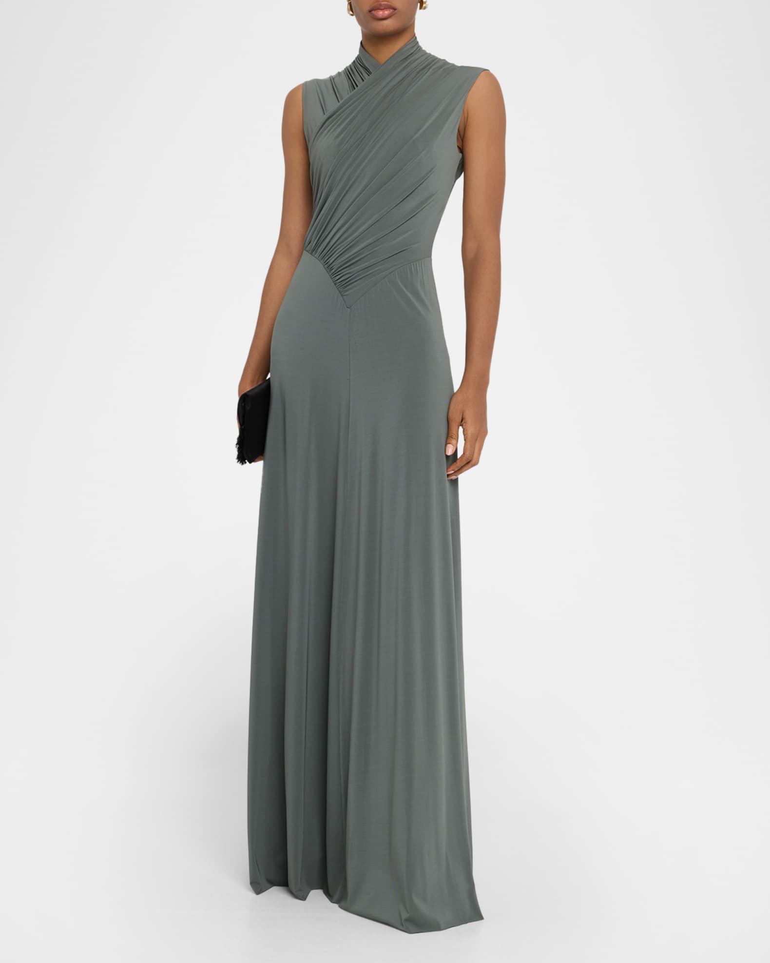 Alberta Ferretti Gathered Surplice Jersey Knit Maxi Dress | Neiman Marcus