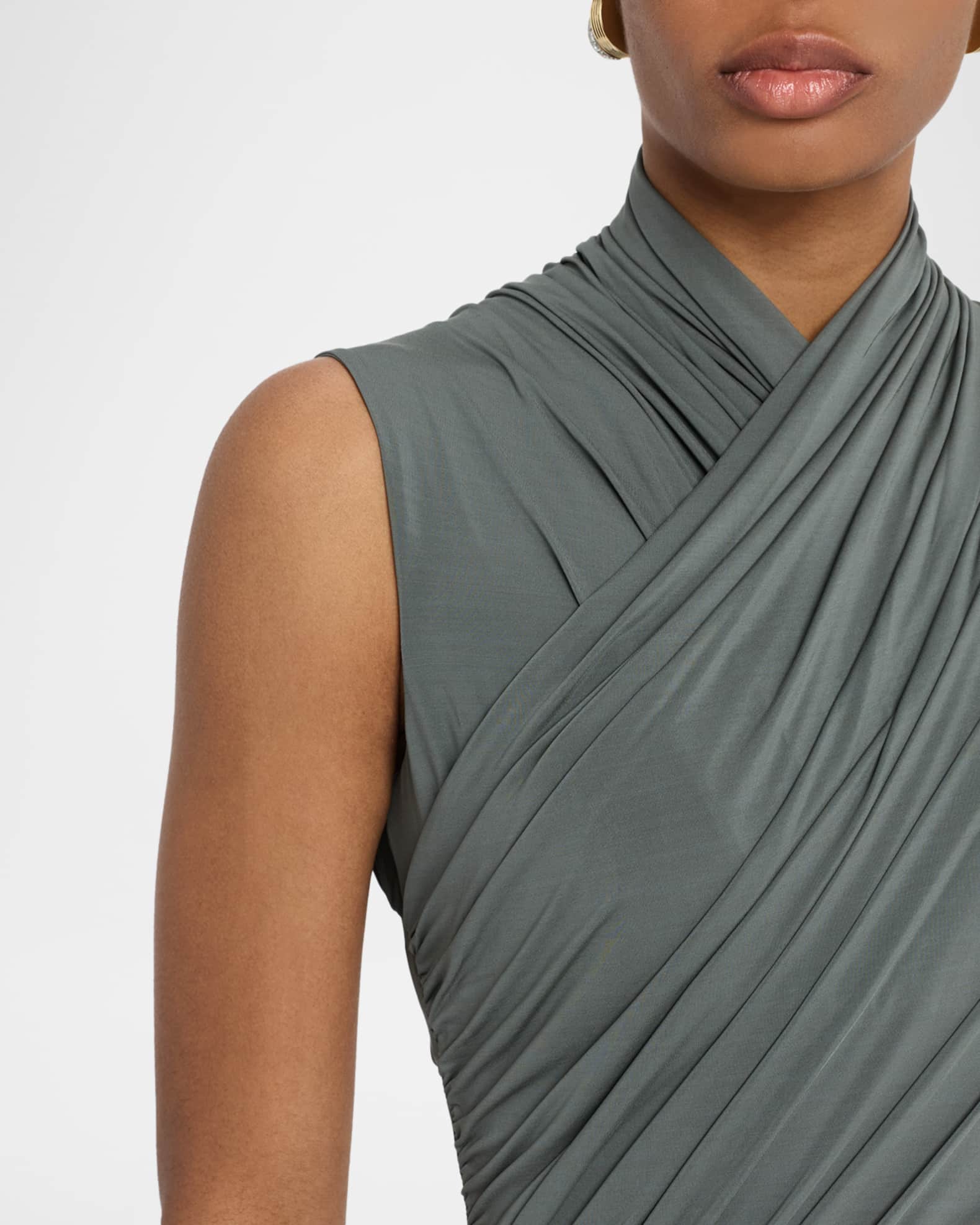 Alberta Ferretti Gathered Surplice Jersey Knit Maxi Dress | Neiman Marcus