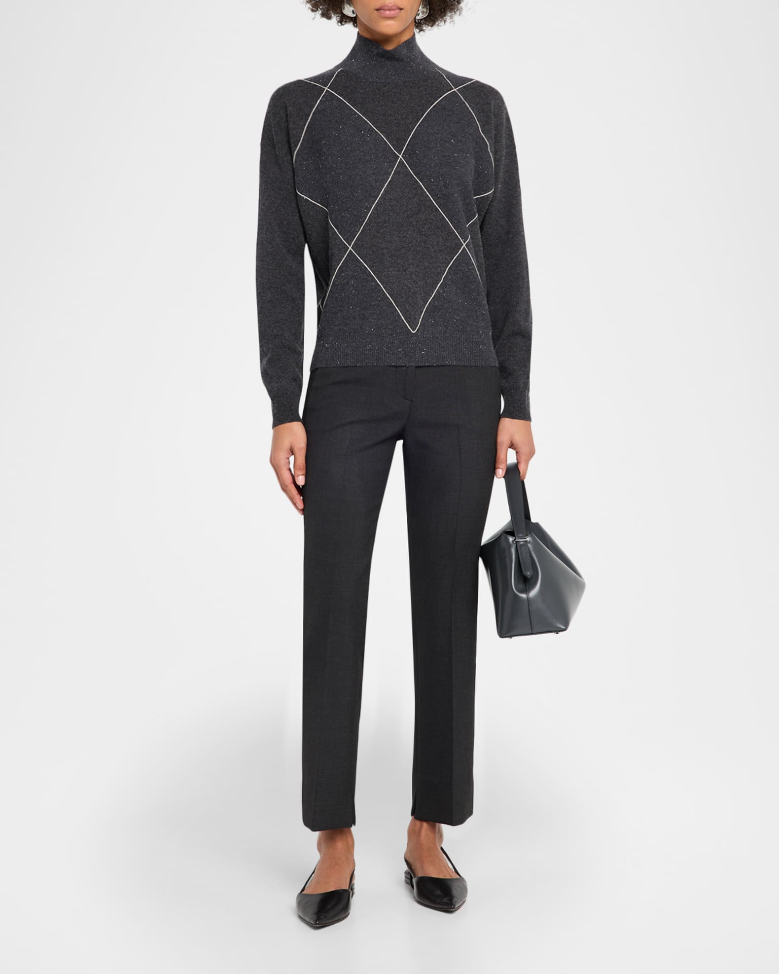 Peserico Diamond-Patterned Cashmere, Silk and Wool Sweater | Neiman Marcus