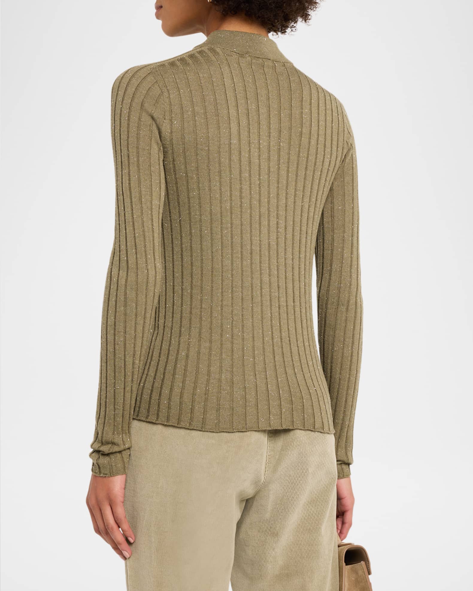 Peserico Button-Down Shimmer Rib Knit Sweater | Neiman Marcus