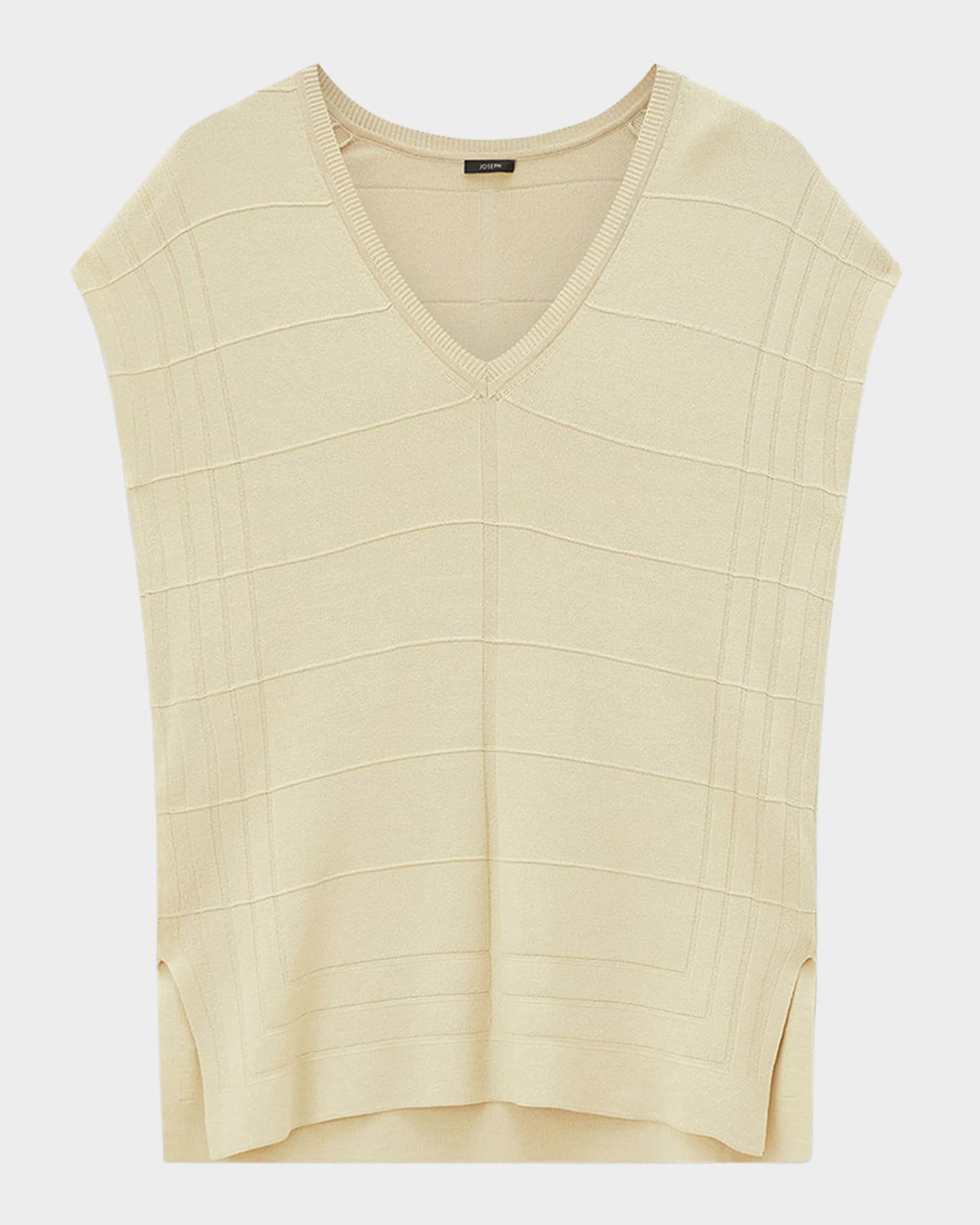 Joseph Cap-Sleeve Grid Knit Top | Neiman Marcus