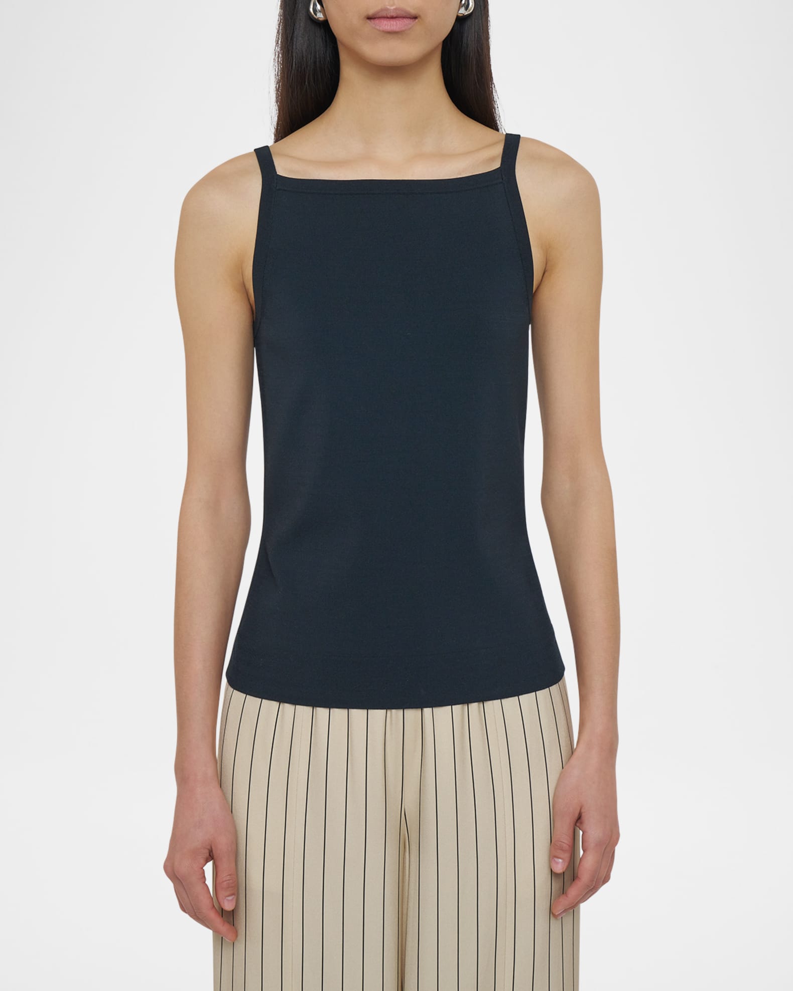 Joseph Square-Neck Rib Knit Viscose Tank | Neiman Marcus