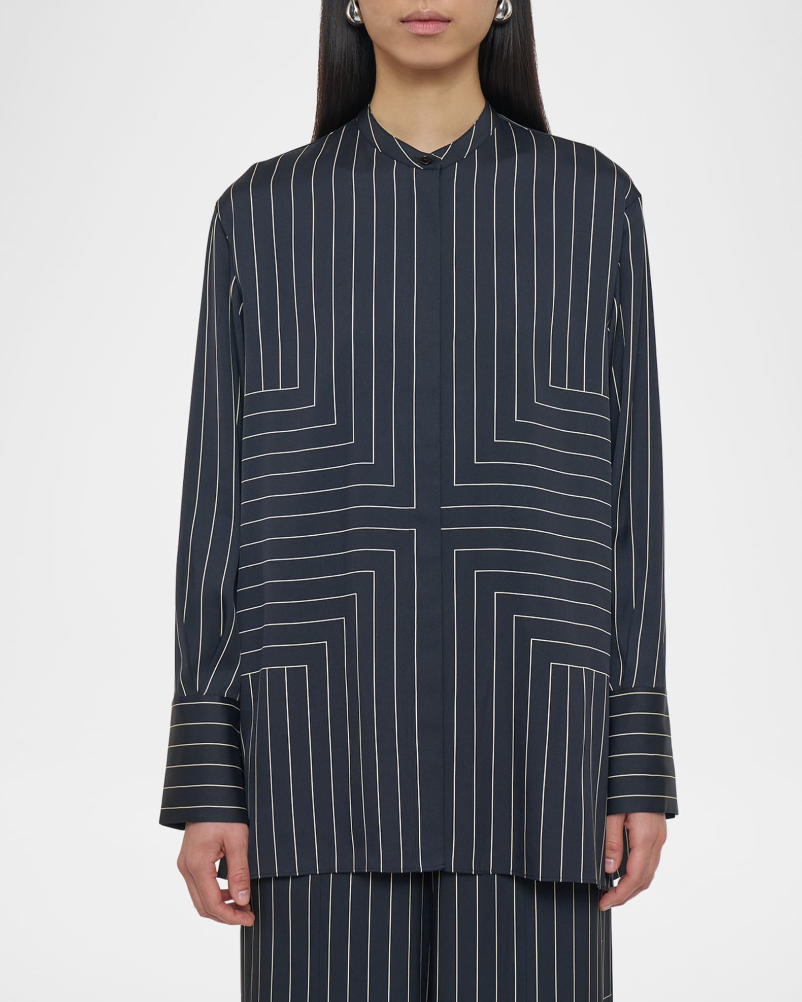 Joseph Athena Geometric Striped Blouse | Neiman Marcus