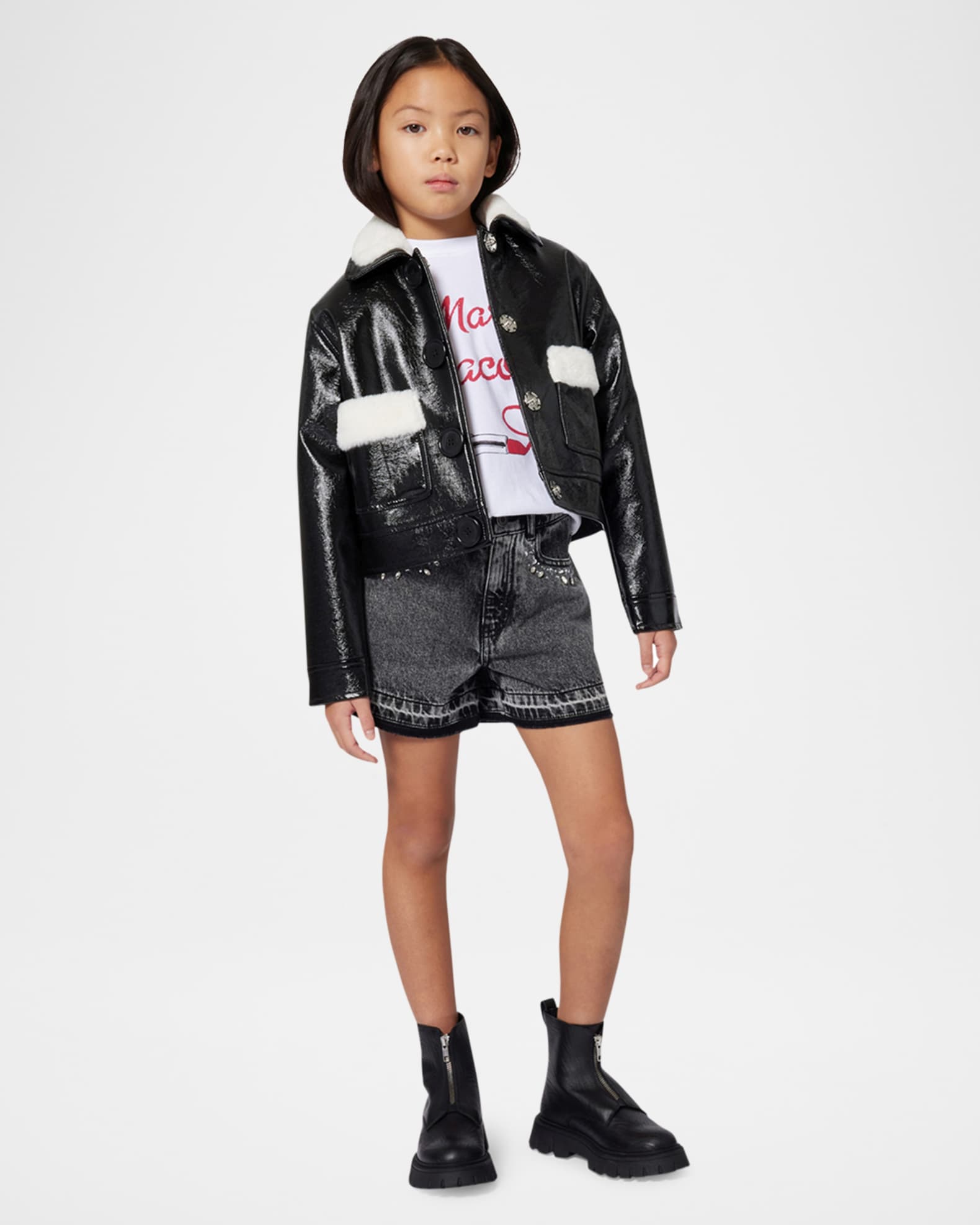 Girl's Short-Sleeve Logo Lipstick T-Shirt | Neiman Marcus