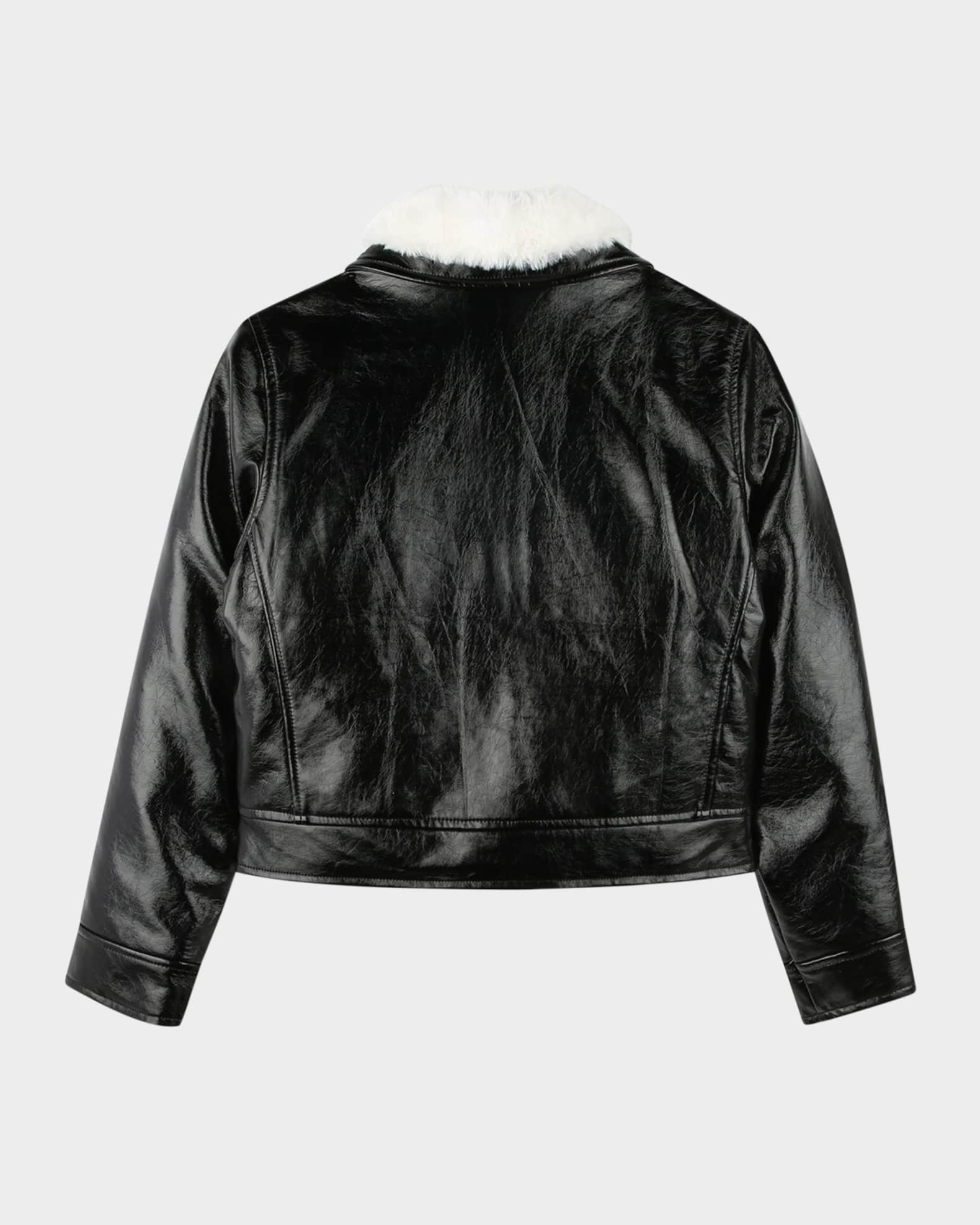 Marc Jacobs Girl's Faux Leather Bomber Jacket with Teddy Trim, Size 8 ...