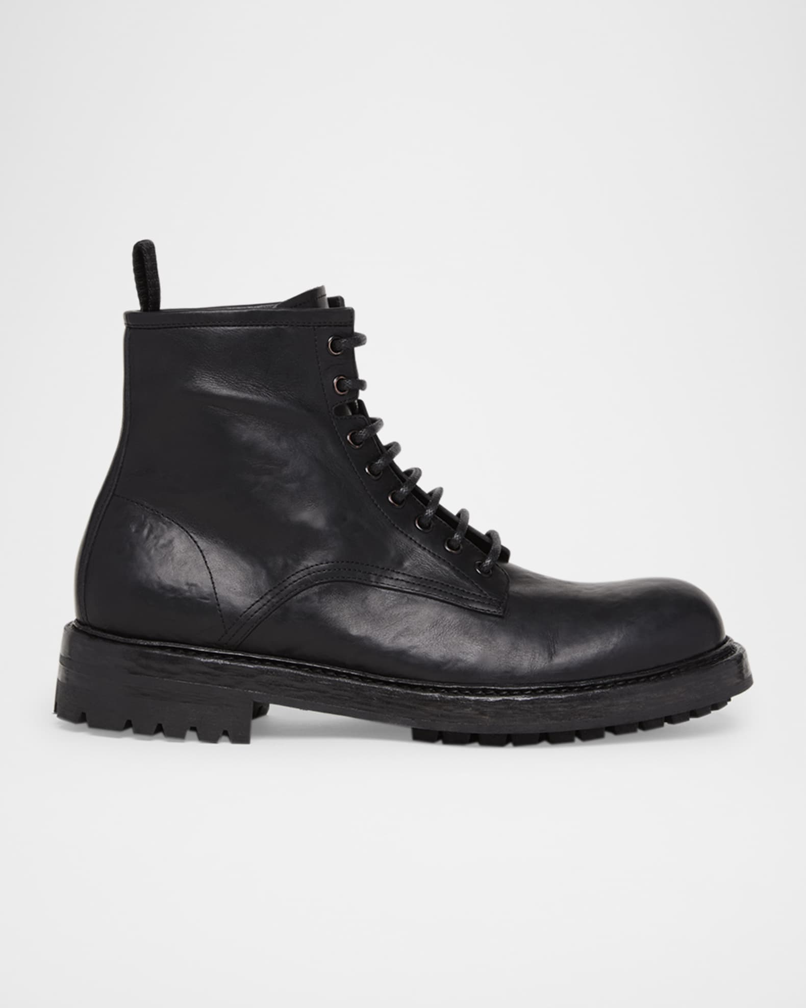 Dolce&Gabbana Men's Elba Vachetta Leather Combat Boots | Neiman Marcus