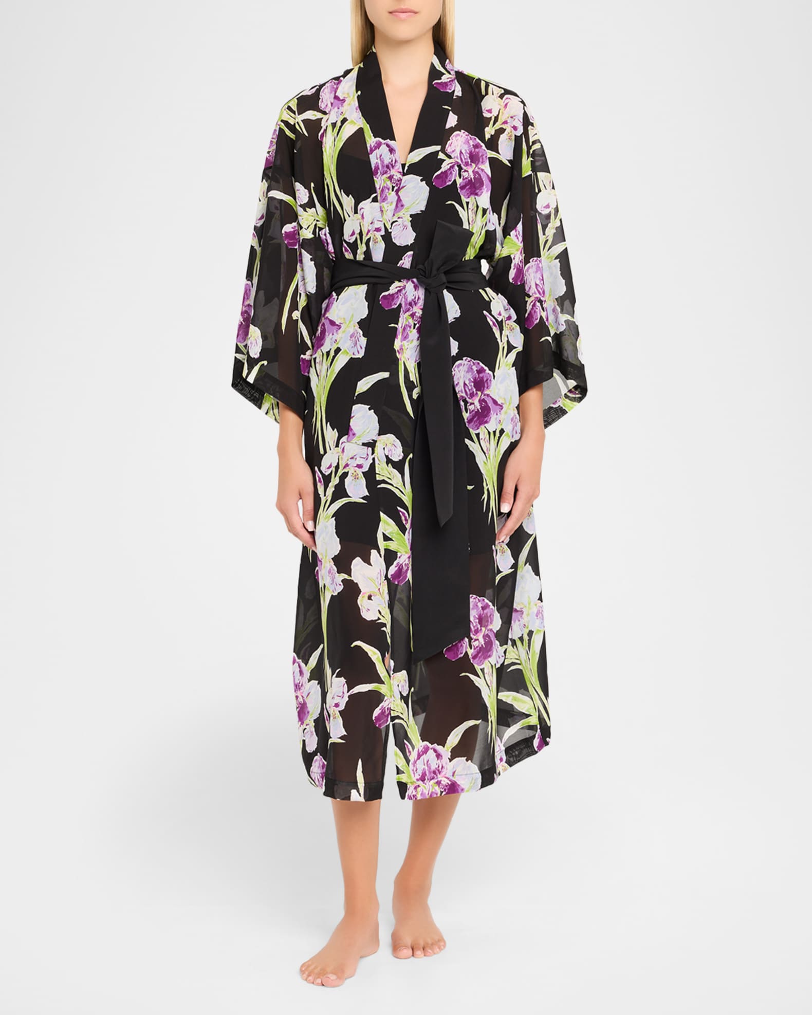 Olivia von Halle Amaya Athena Floral-Print Silk Robe | Neiman Marcus