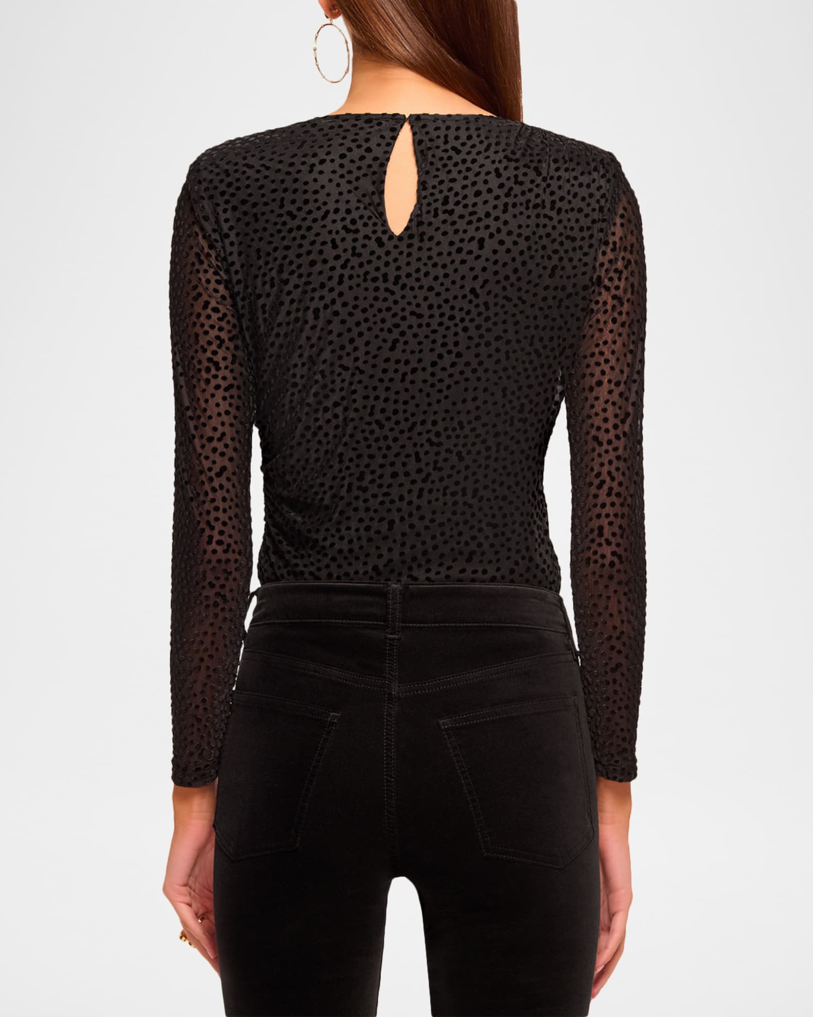 Ramy Brook Larry Flocked Dot Blouse | Neiman Marcus