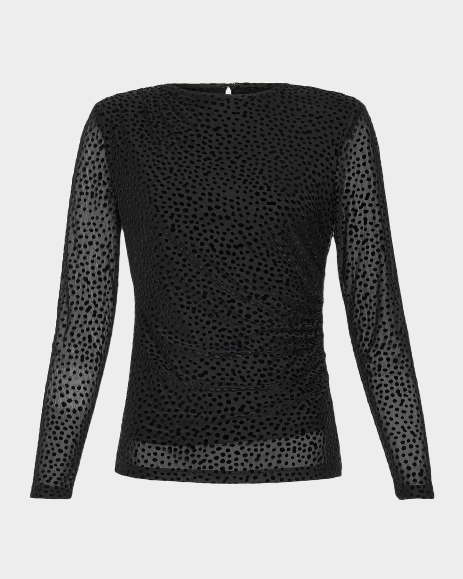 Ramy Brook Larry Flocked Dot Blouse | Neiman Marcus