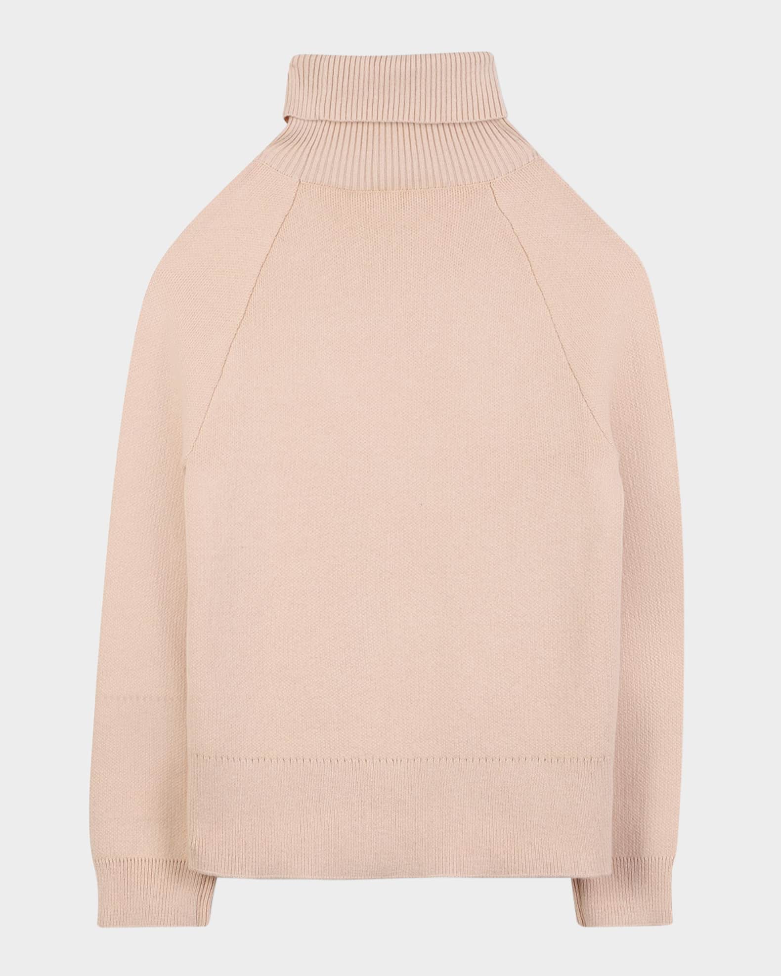 Chloe Girl's Cursive Topstitch Turtleneck Sweater, Size 4-6 | Neiman Marcus