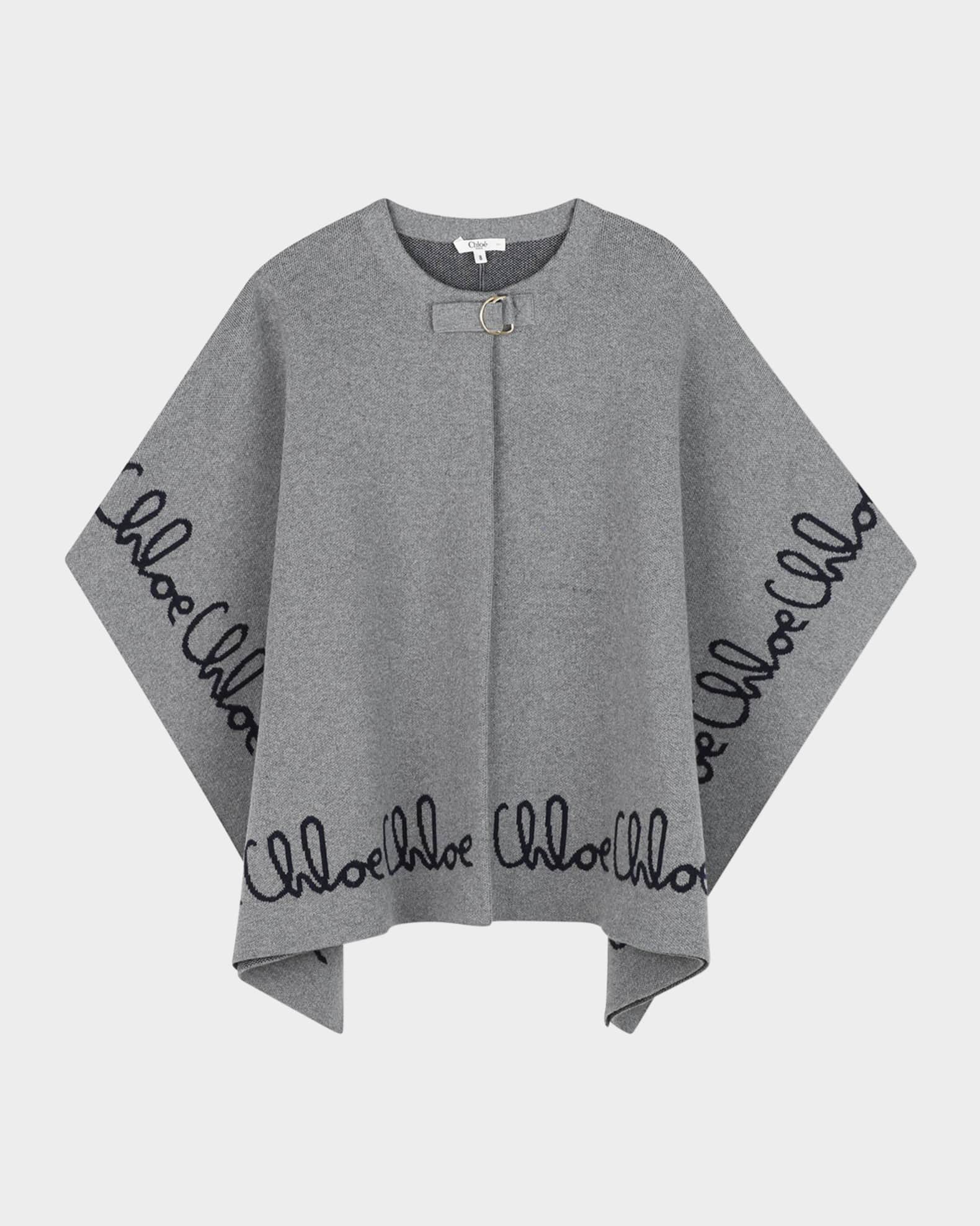 Girl's Knitted Cape with Logo Script Trim | Neiman Marcus