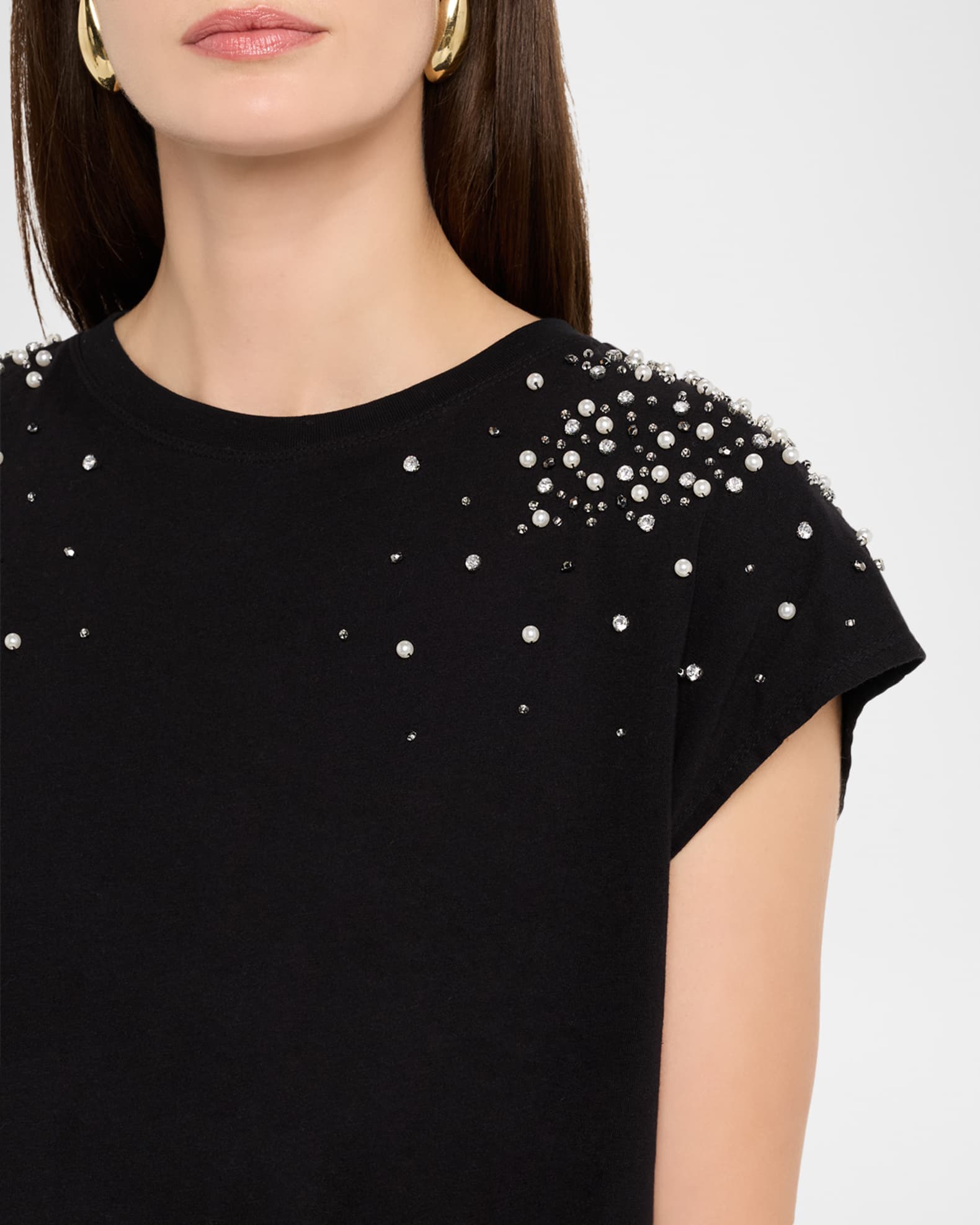 Ramy Brook Amelia Embellished Cap-Sleeve Blouse | Neiman Marcus