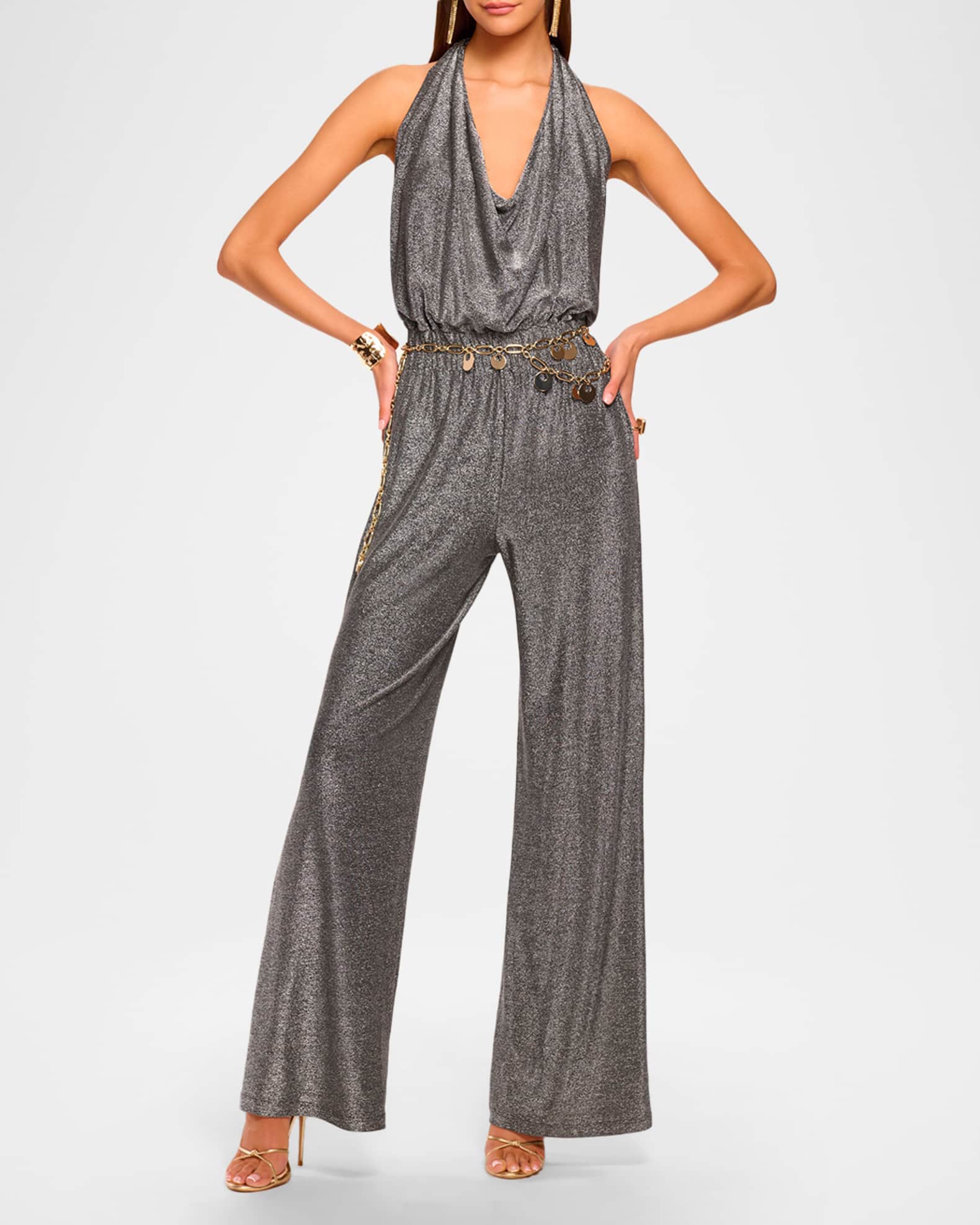 Ramy Brook Ginger Halter Cowl-Neck Jumpsuit | Neiman Marcus