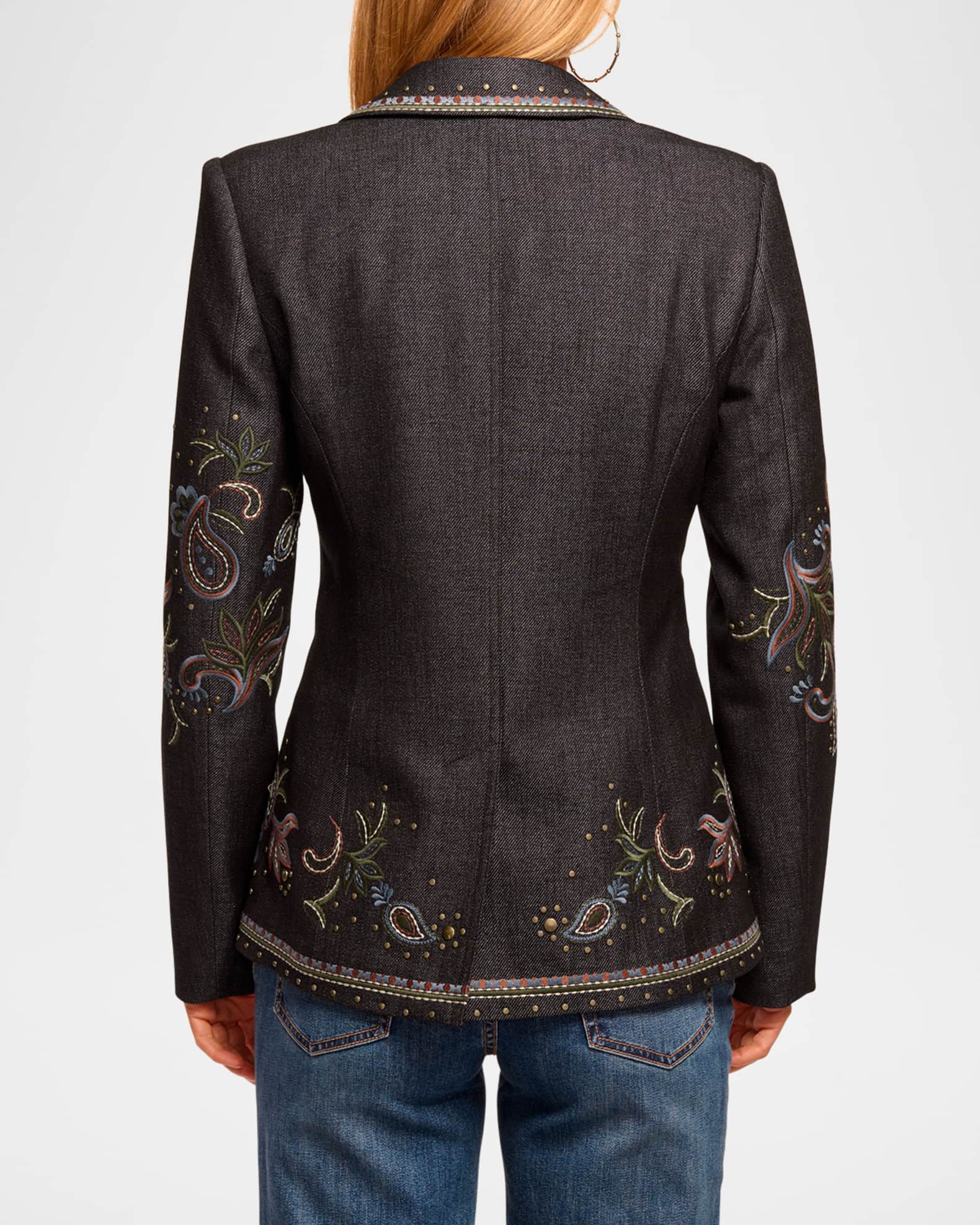 Ramy Brook Laura Embroidered Denim Blazer | Neiman Marcus