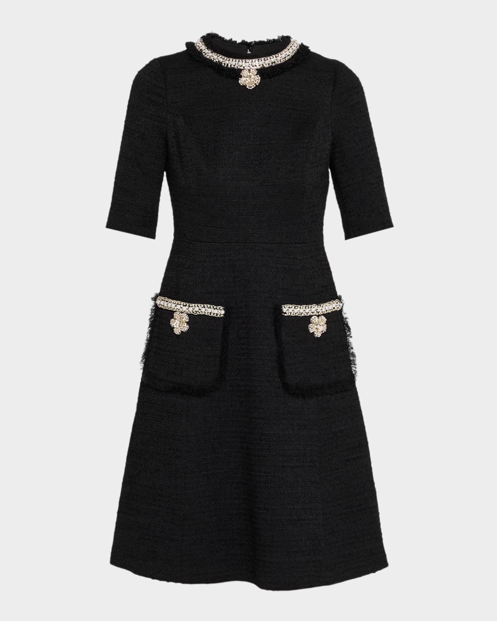 Rickie Freeman for Teri Jon Bead & Crystal-Trim Boucle Dress | Neiman Marcus