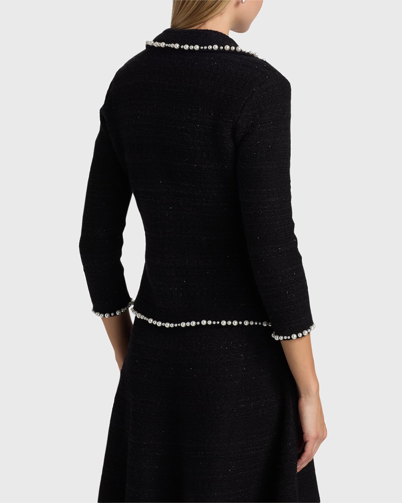 Rickie Freeman for Teri Jon Bead-Trim Metallic Tweed Blazer | Neiman Marcus