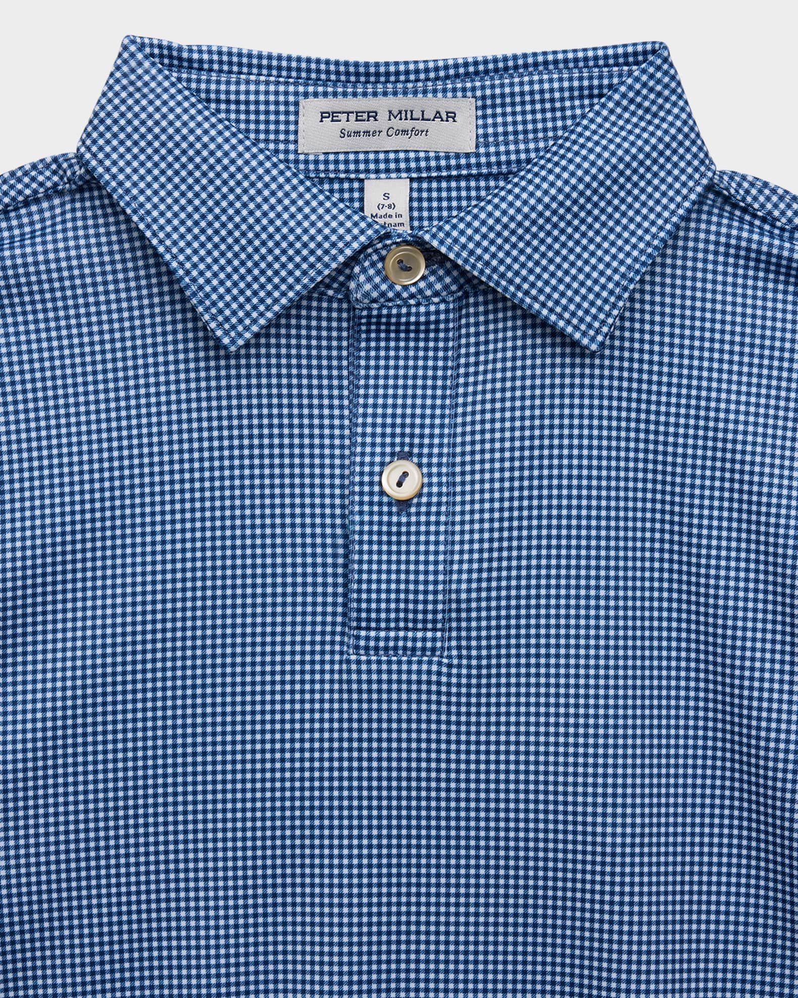 Peter Millar Boy's Gingham Youth Performance Jersey Polo, Size XS-XL ...