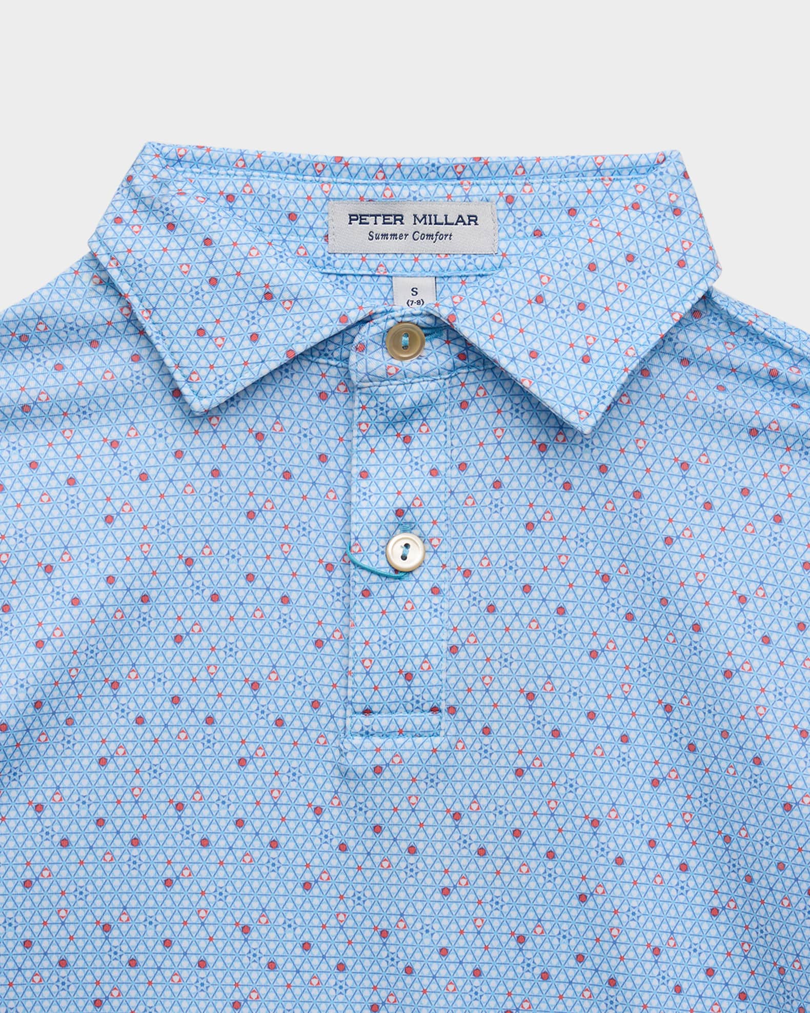 Peter Millar Boy's Costanzo Geo Youth Performance Jersey Polo, Size XS ...