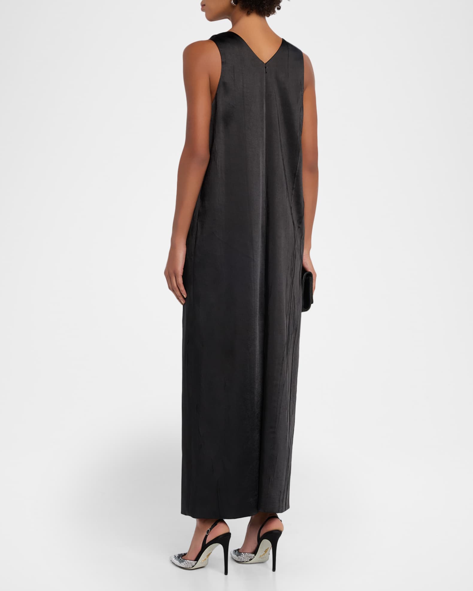 Brandon Maxwell The Keke Plunging Ring-Strap Maxi Dress | Neiman Marcus
